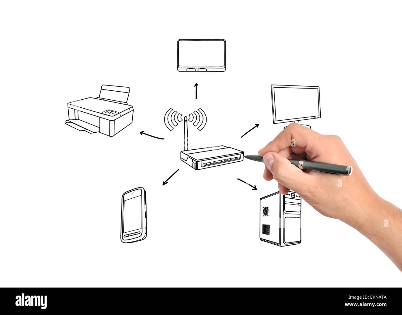 drawing wireless scheme Stock Photo - Alamy