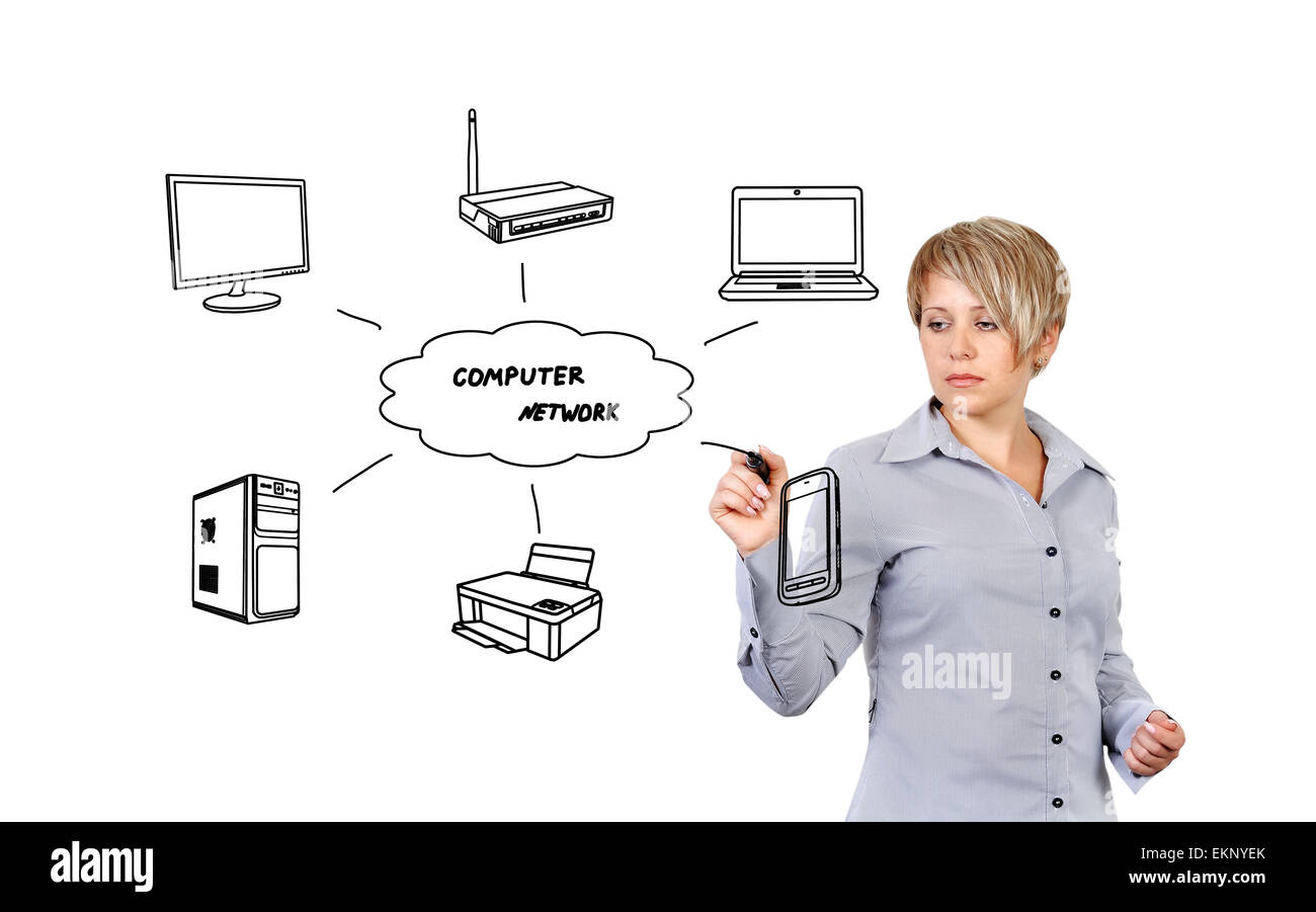 Computer network diagram Cut Out Stock Images & Pictures - Alamy