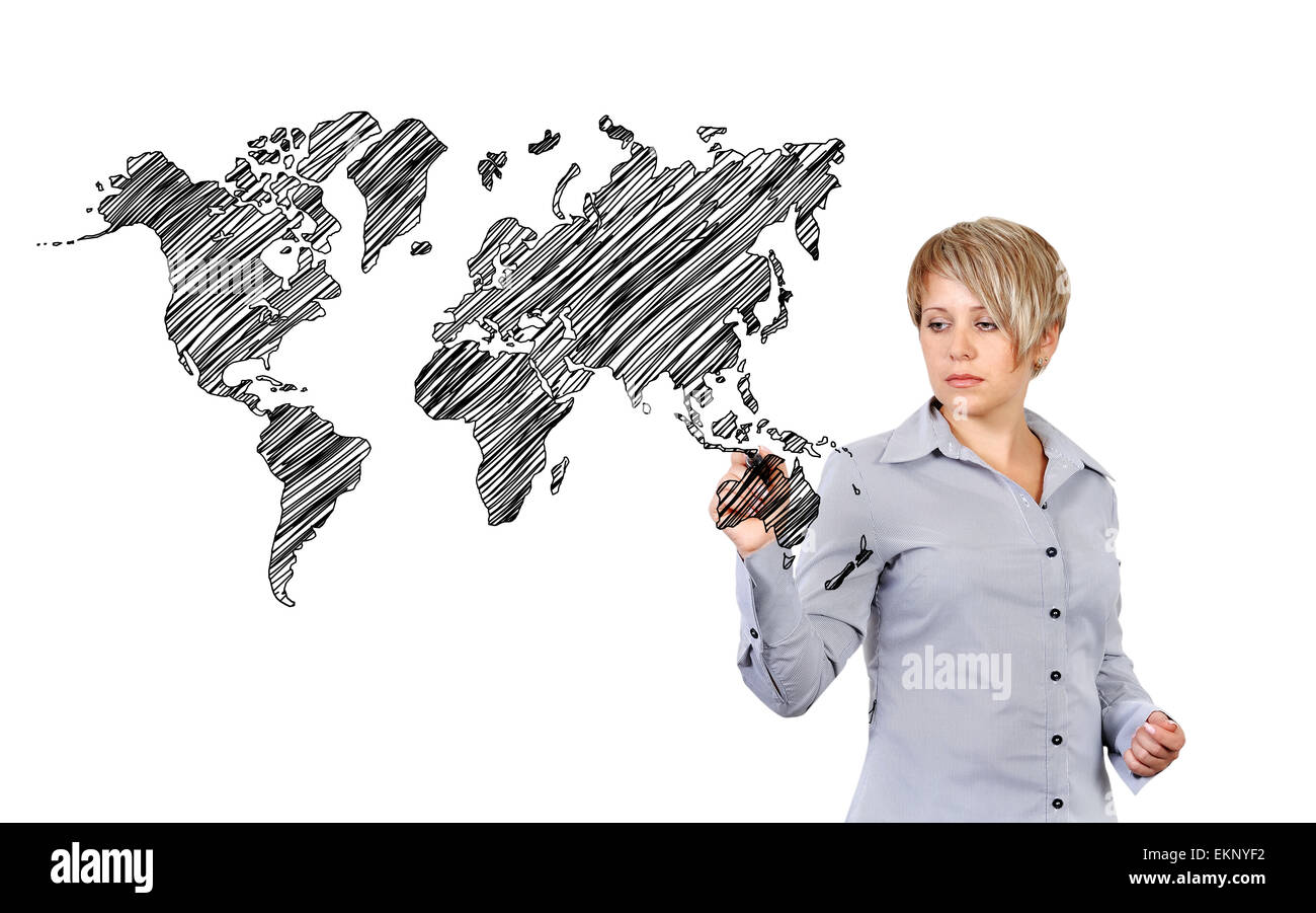 woman drawing map Stock Photo - Alamy