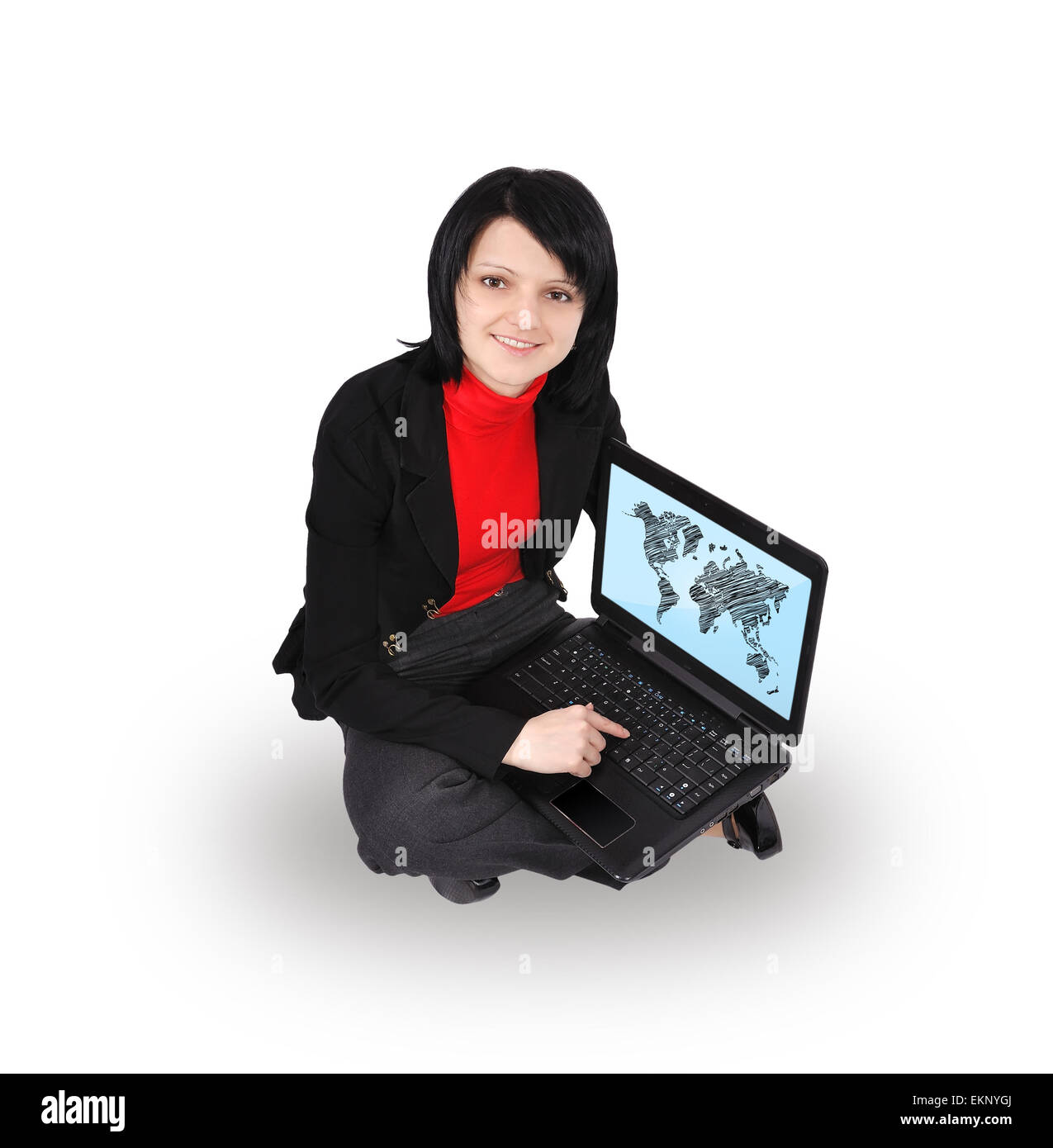 world map on screen Stock Photo - Alamy