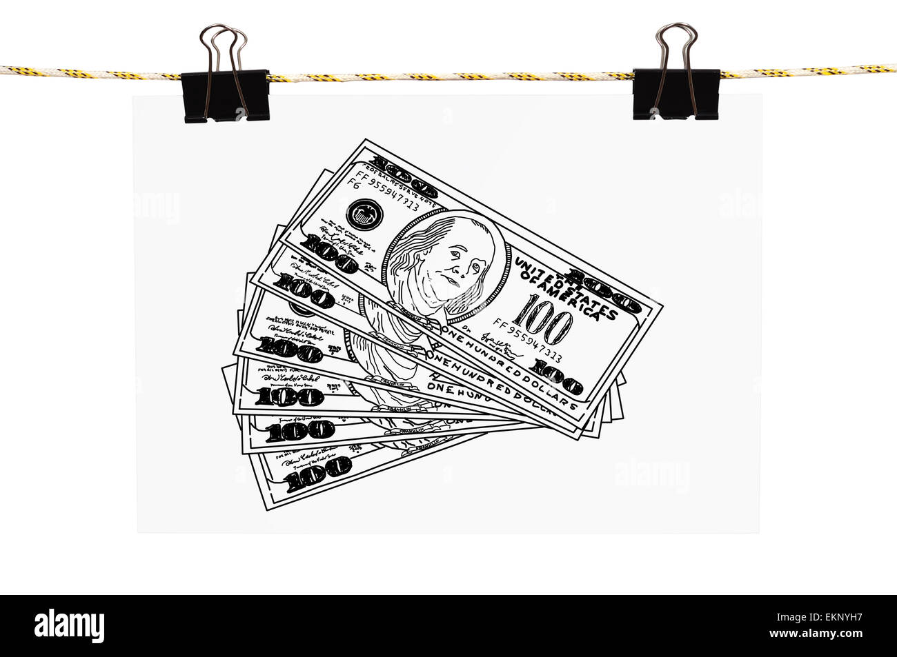 poster with drawing dollars Stock Photo - Alamy