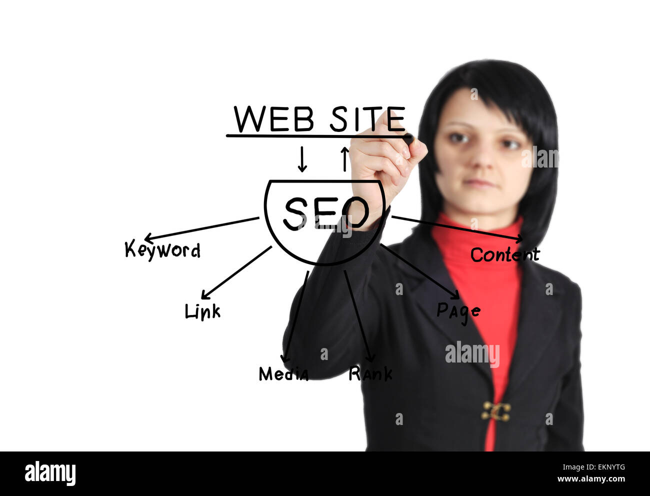 woman drawing seo scheme Stock Photo - Alamy