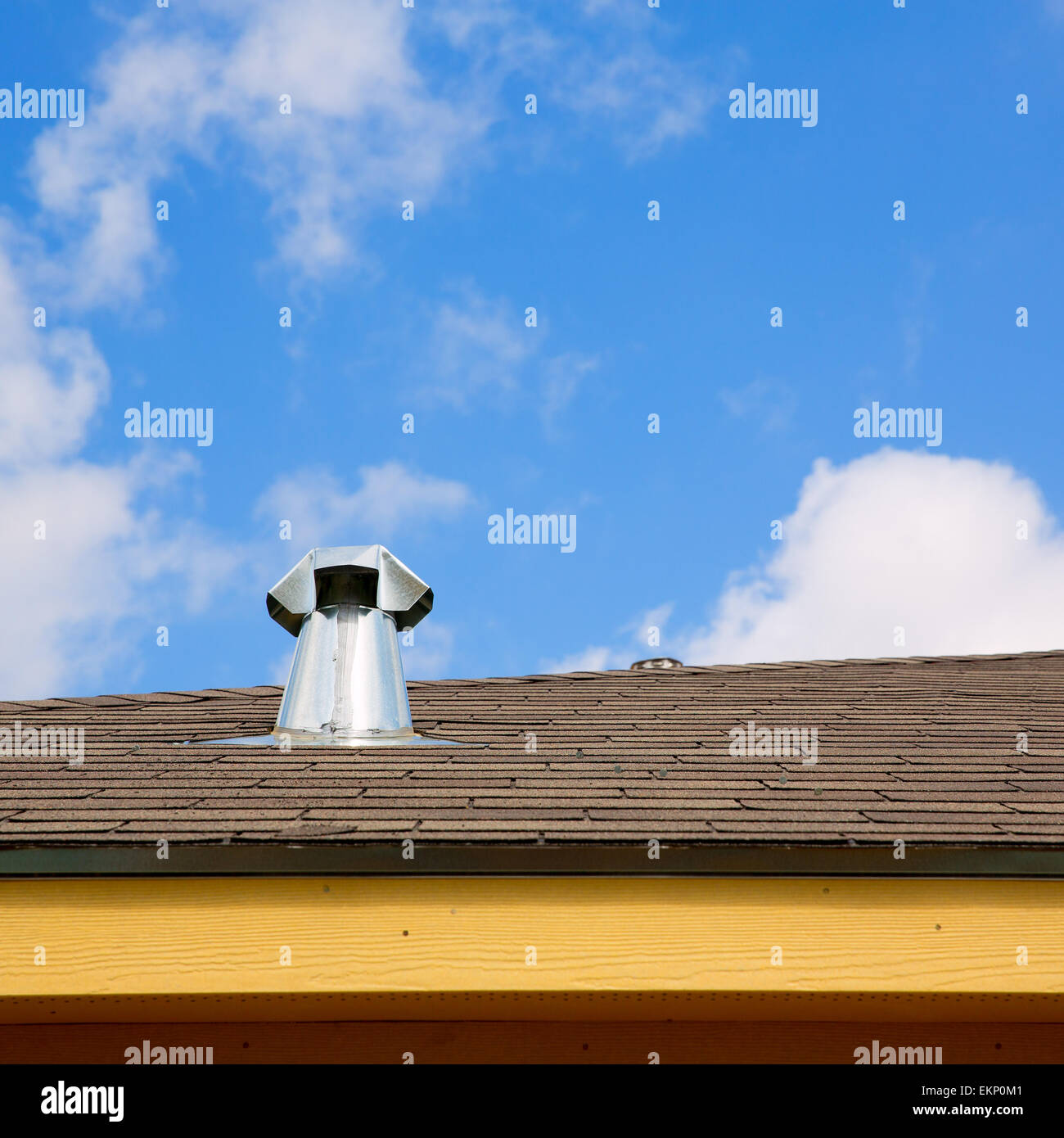 blue roof skylight window chimney Stock Photo - Alamy