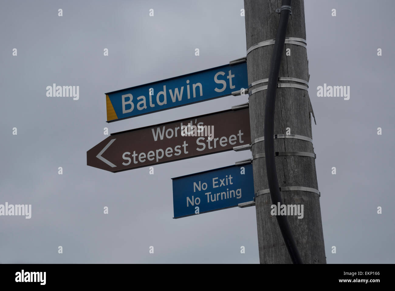 Baldwin street sign, Dunedin, south island, New Zealand Stock Photo - Alamy