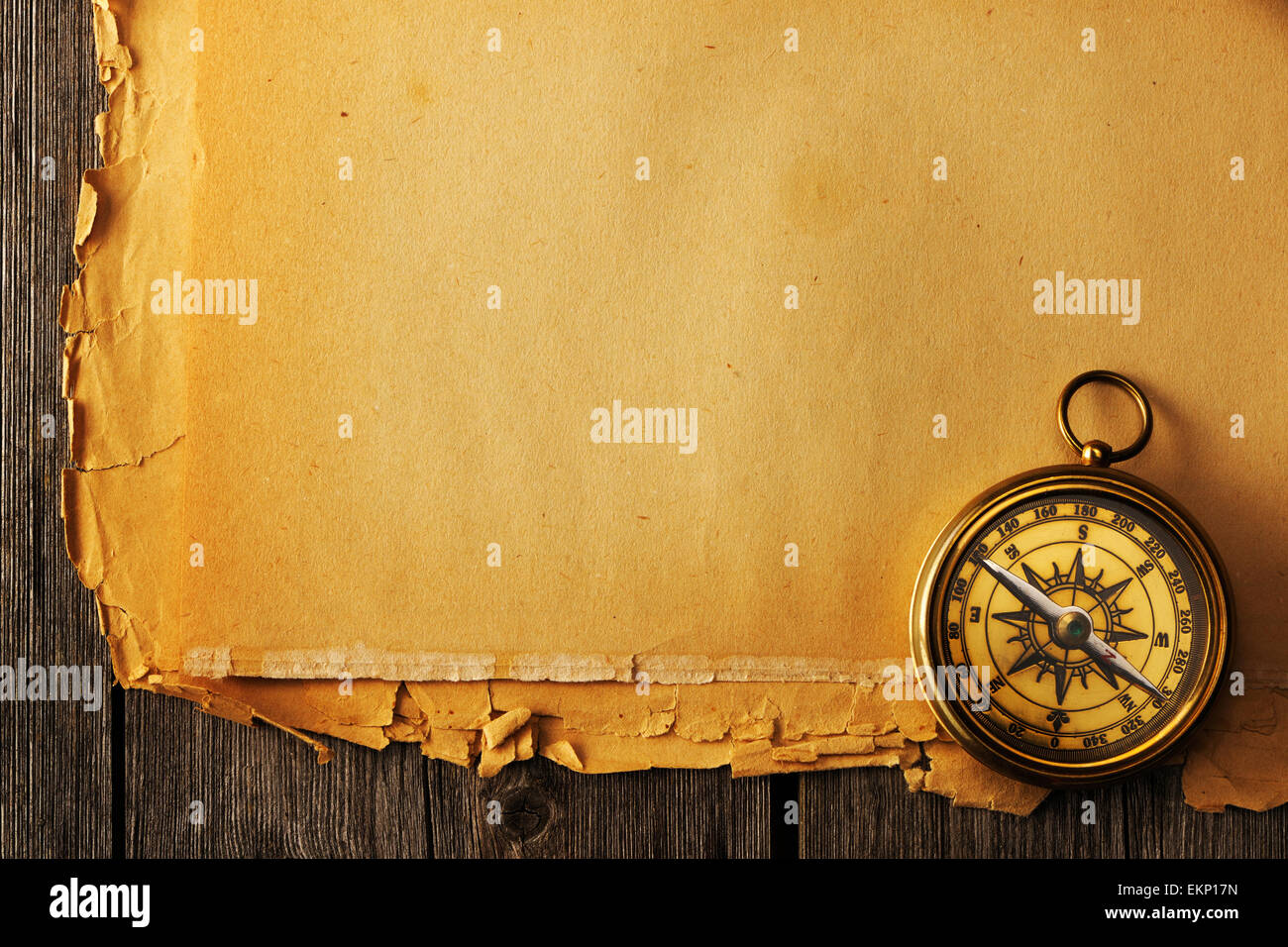 Antique brass compass over old background Stock Photo - Alamy