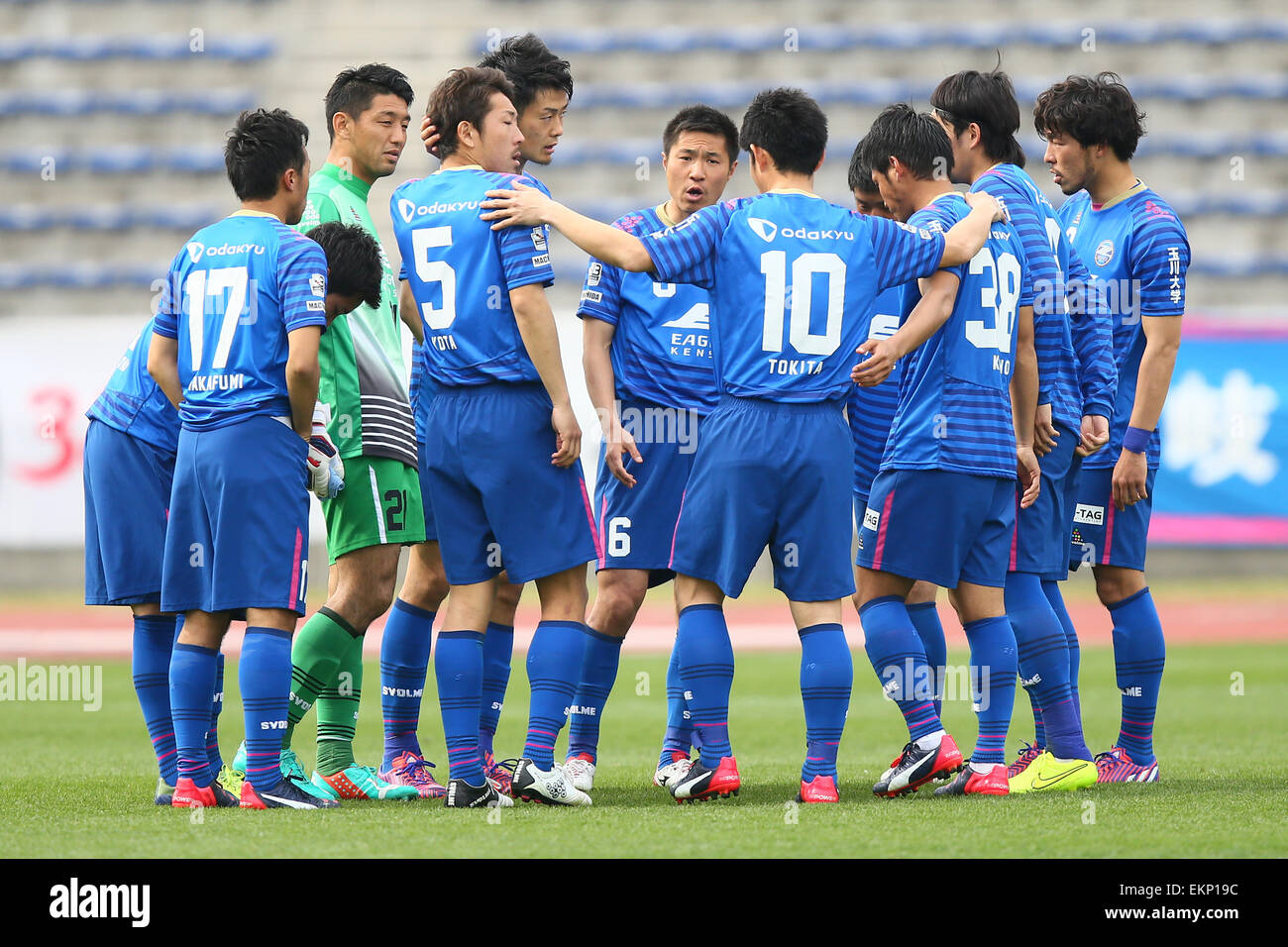 Machida Stadium, Tokyo, Japan. 12th Apr, 2015. FCFC Machida Zelvia team ...