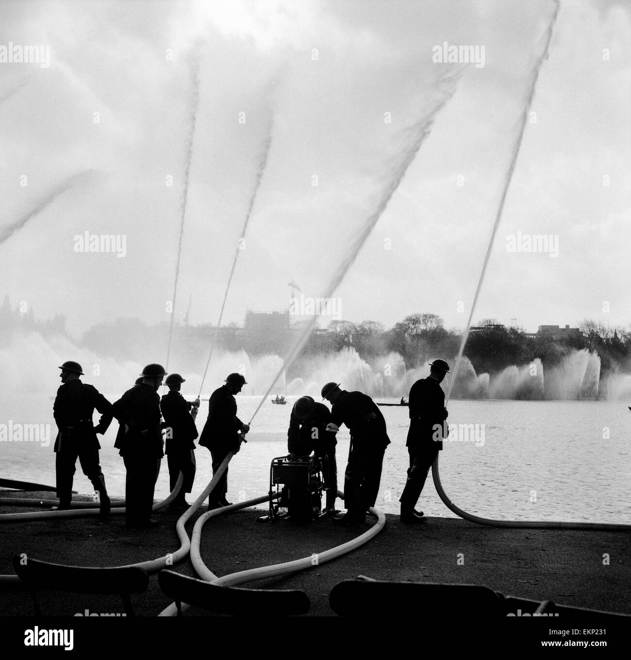 Auxiliary Fire Service exercise in Hyde Park on both sides of the ...