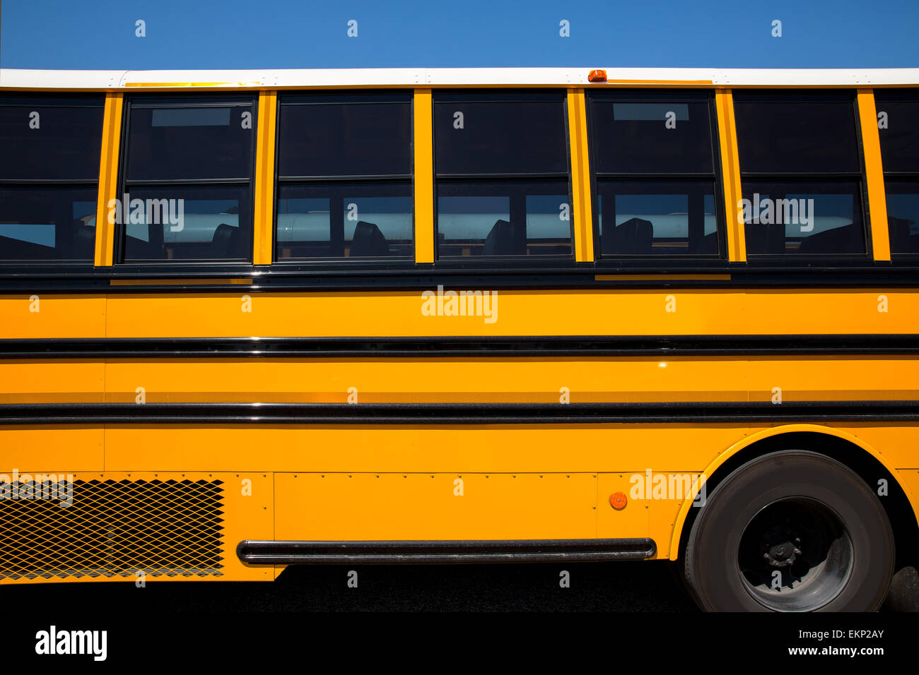 American typical school bus side view Stock Photo - Alamy