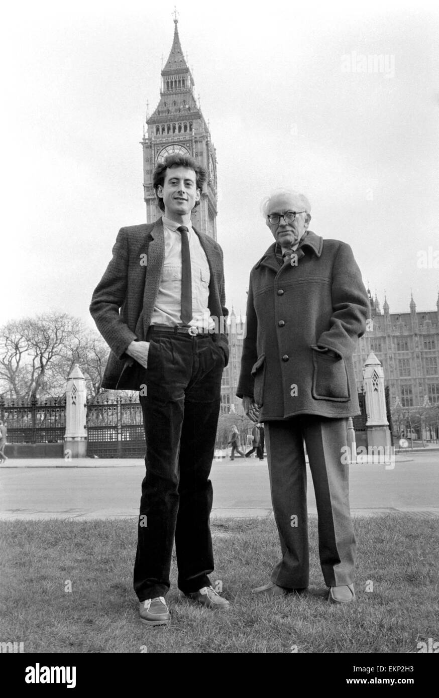 Michael Foot Labour Party leader seen here with Peter Tatchell the ...