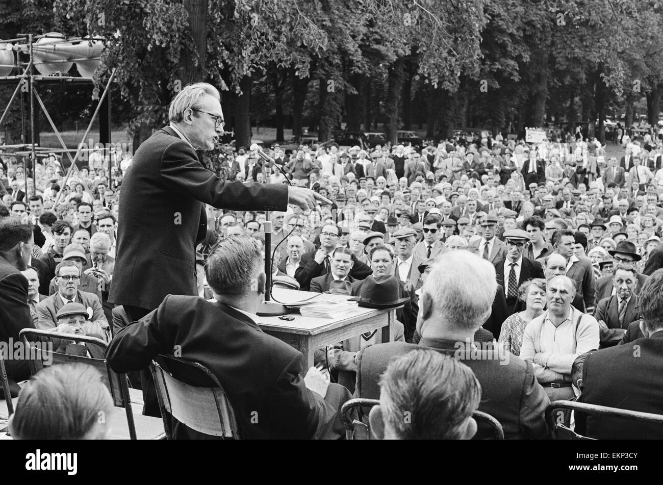 Michael Foot Labour MP for Ebbw Vale, addresses welsh miners, 15th June ...