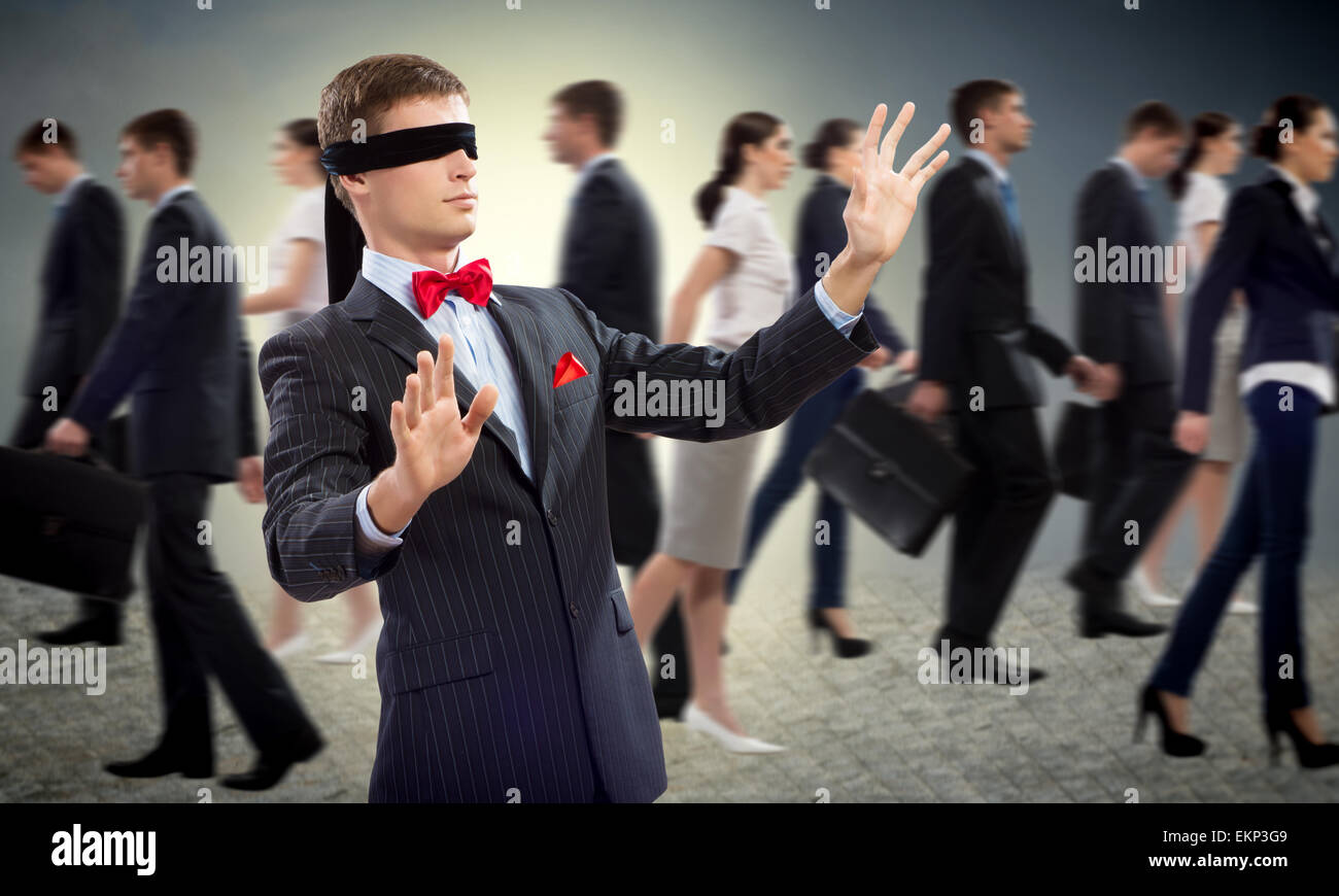 young blindfolded man Stock Photo - Alamy