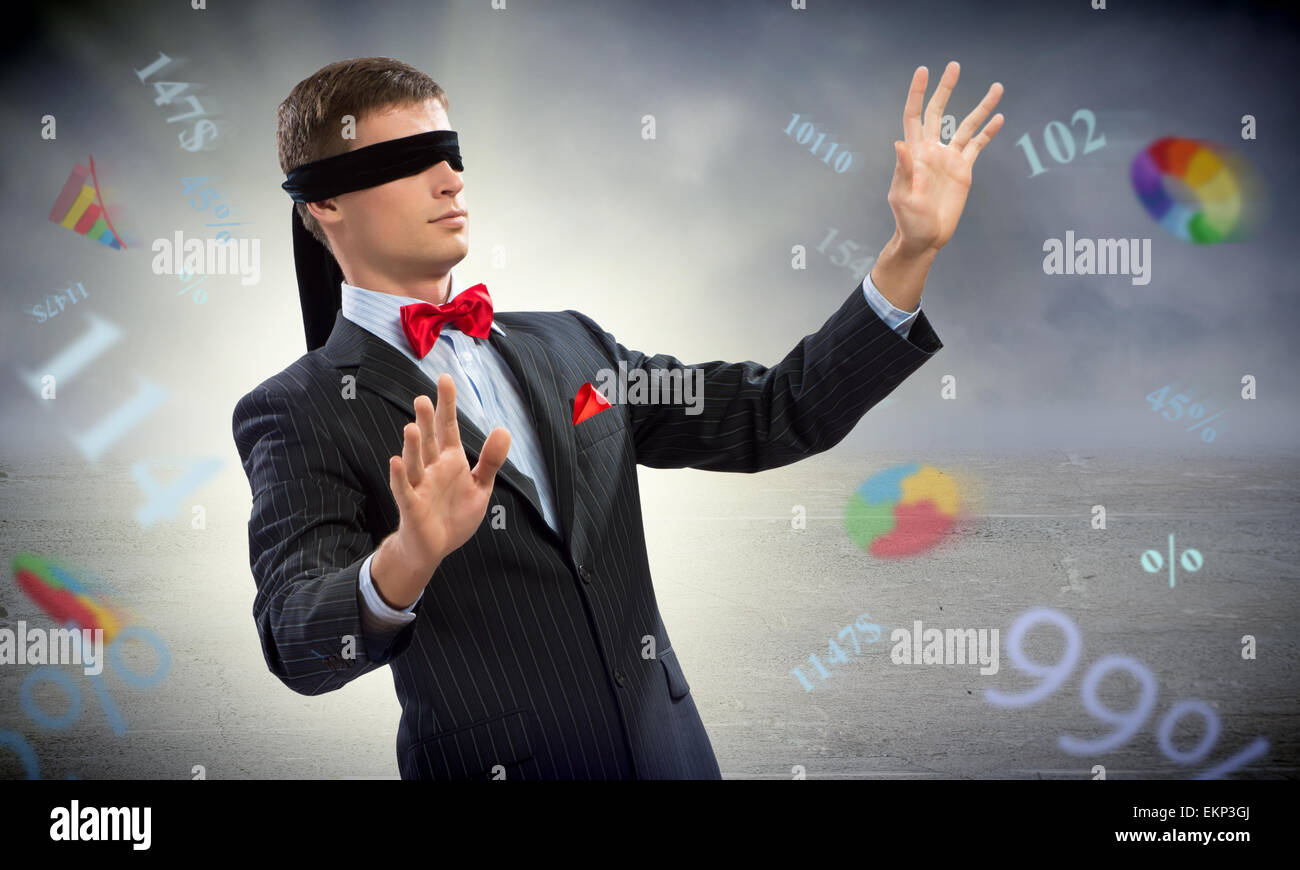 young blindfolded man Stock Photo - Alamy