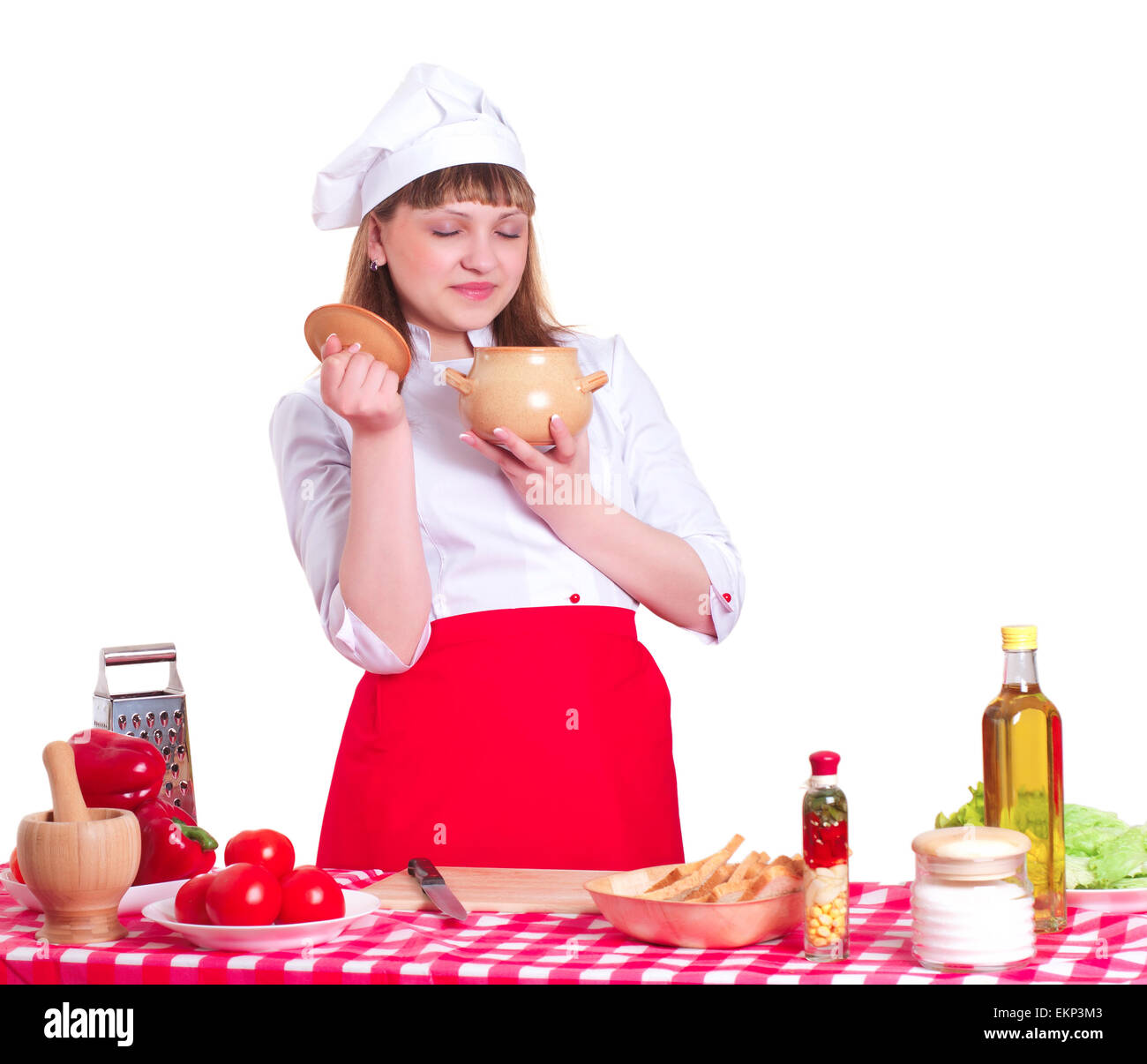 attractive woman cooking Stock Photo - Alamy