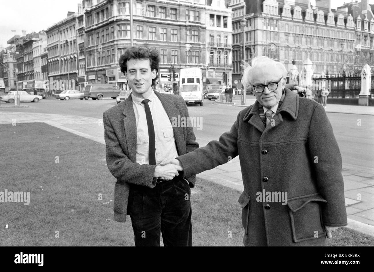 Michael Foot Labour Party leader seen here with Peter Tatchell the ...