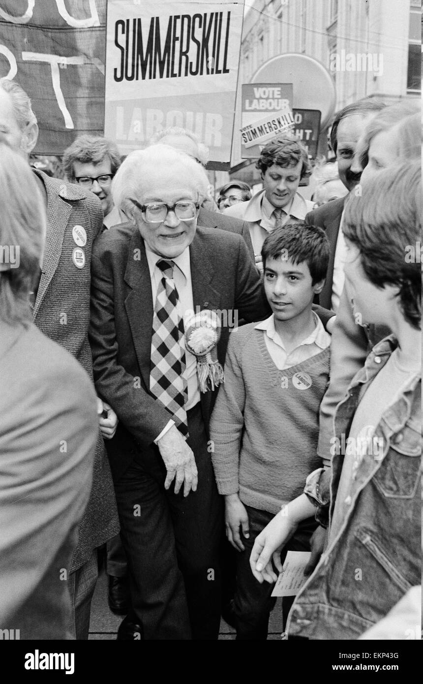 Labour leader Michael Foot electioneering in Yorkshire. 3rd June 1983 ...