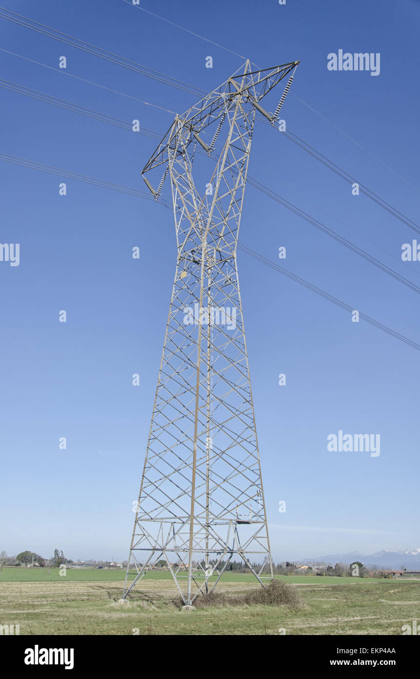 View of pylon for the transport of electricity Stock Photo - Alamy