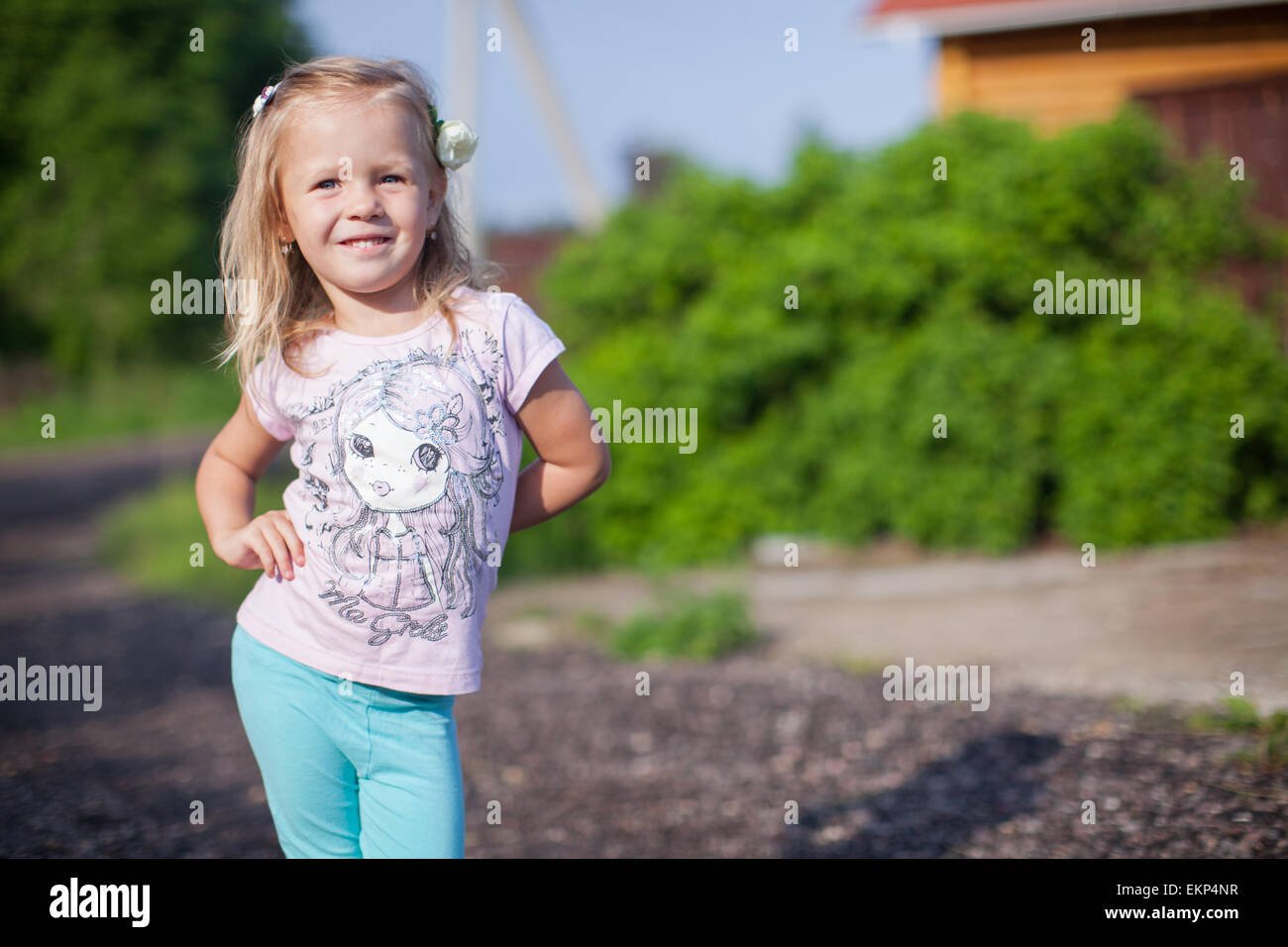 Cute girl walking outdoor, having fun and laughting Stock Photo - Alamy