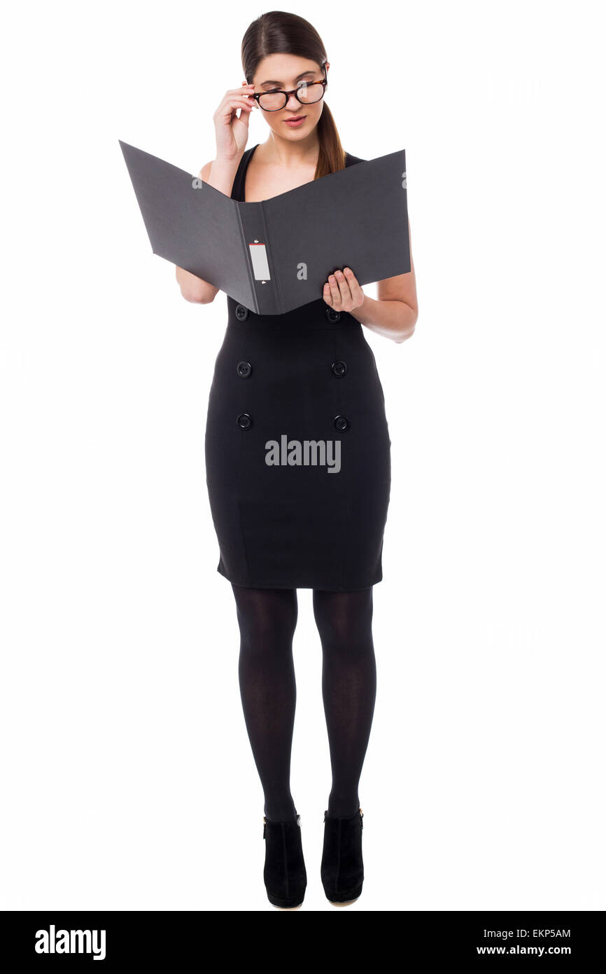Corporate woman reviewing annual document Stock Photo - Alamy Corporate woman reviewing annual document Stock Photo - Alamy