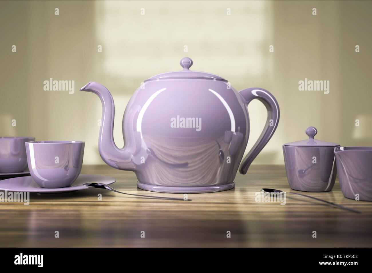 teapot and teacups Stock Photo - Alamy