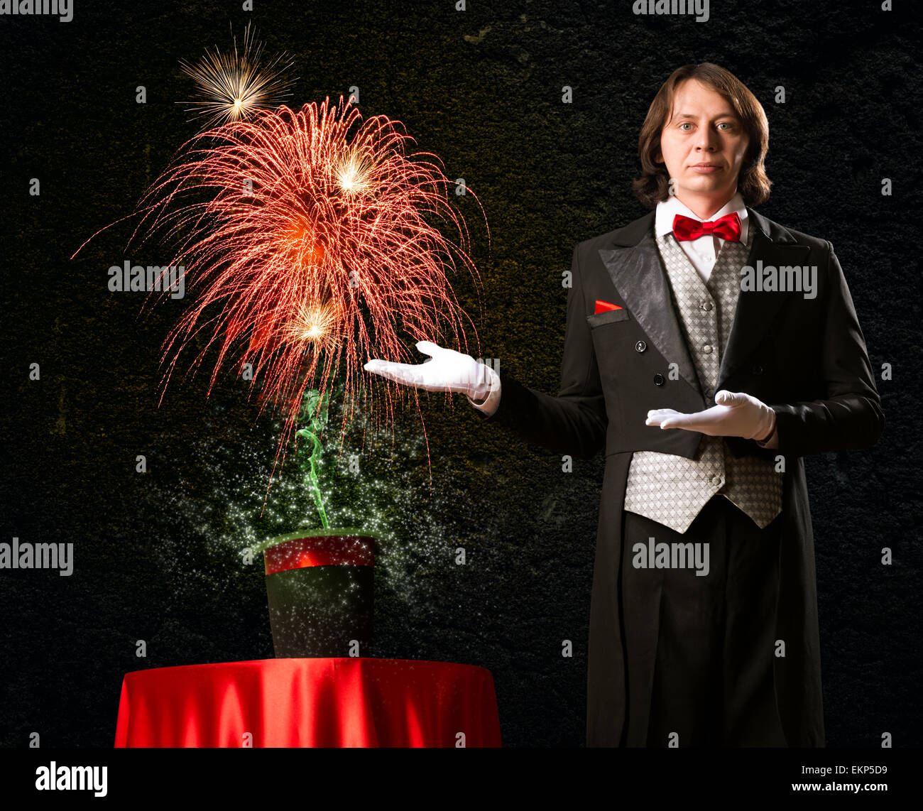 magician causes the magic out of the hat Stock Photo - Alamy