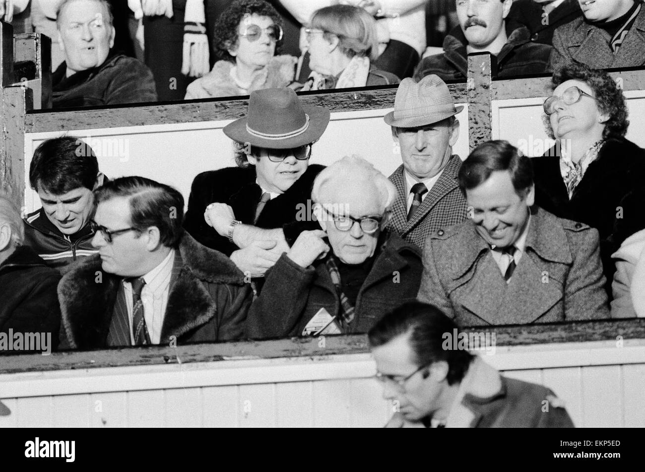Labour leader Michael Foot at a football match between Watford and ...