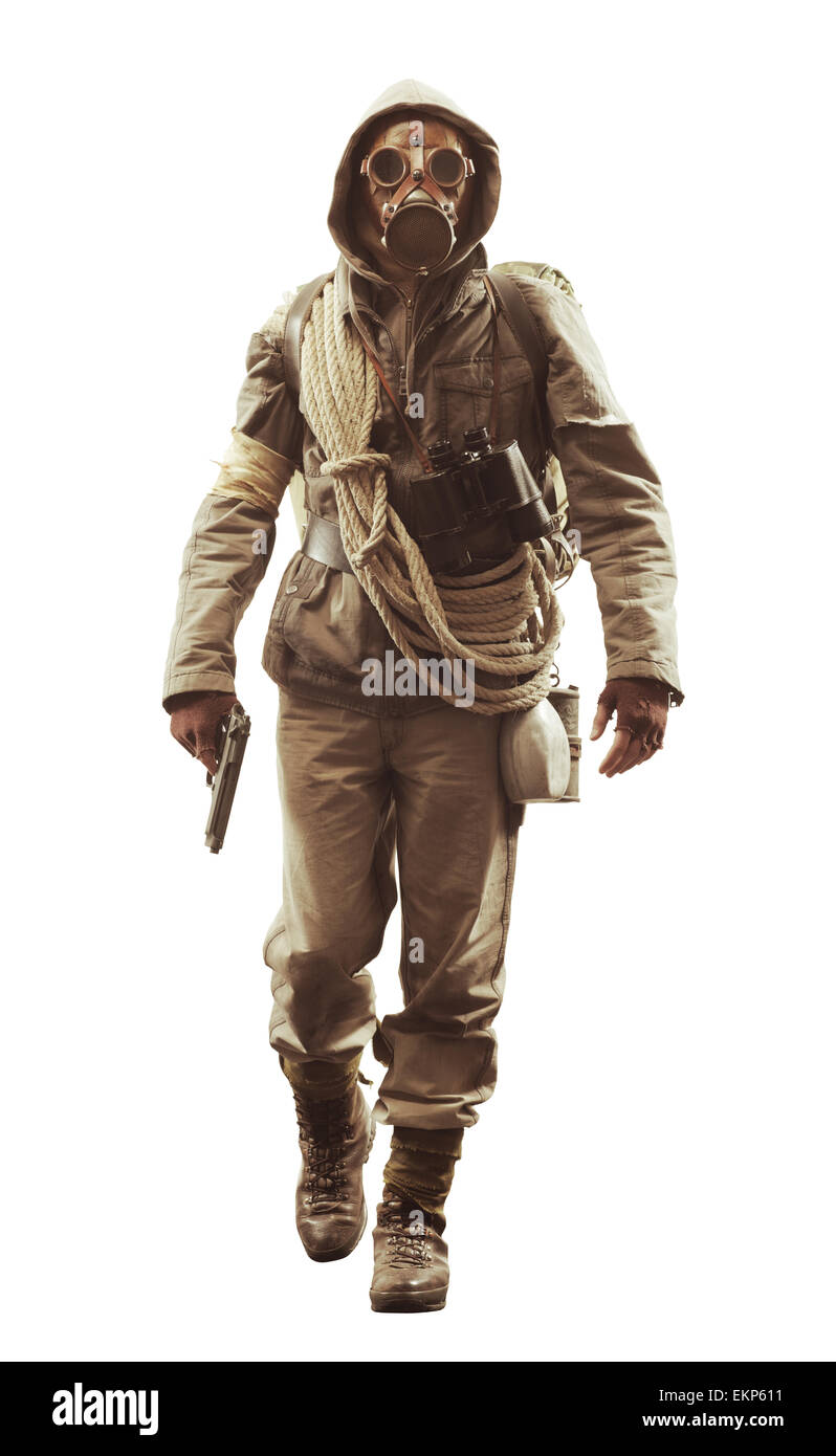 Post apocalyptic survivor in gas mask Stock Photo, Royalty Free Image ...