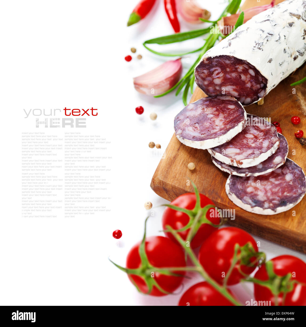 traditional sliced meat sausage salami on wooden board Stock Photo - Alamy