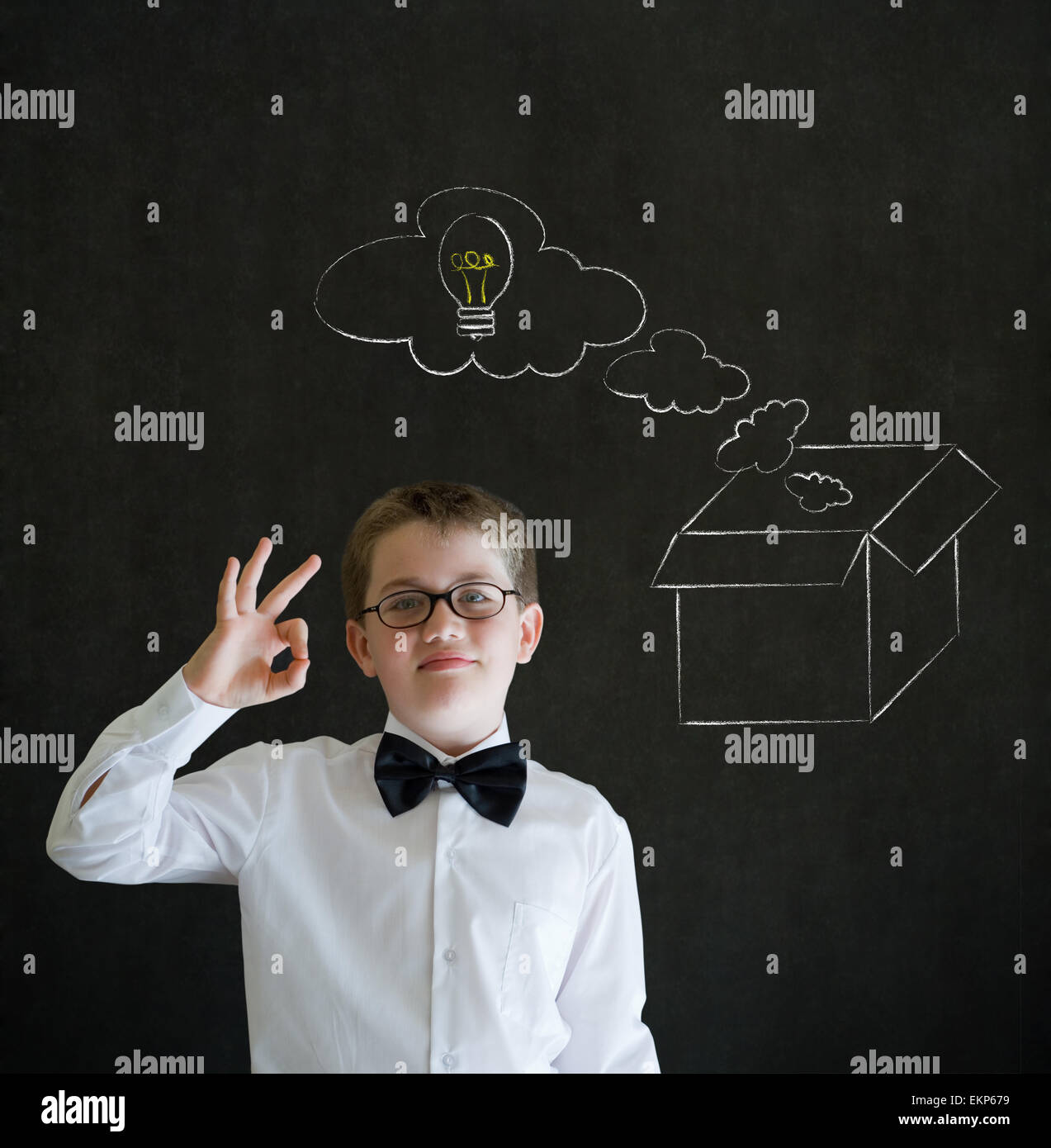 All ok boy business man with thinking out the box concept Stock Photo ...