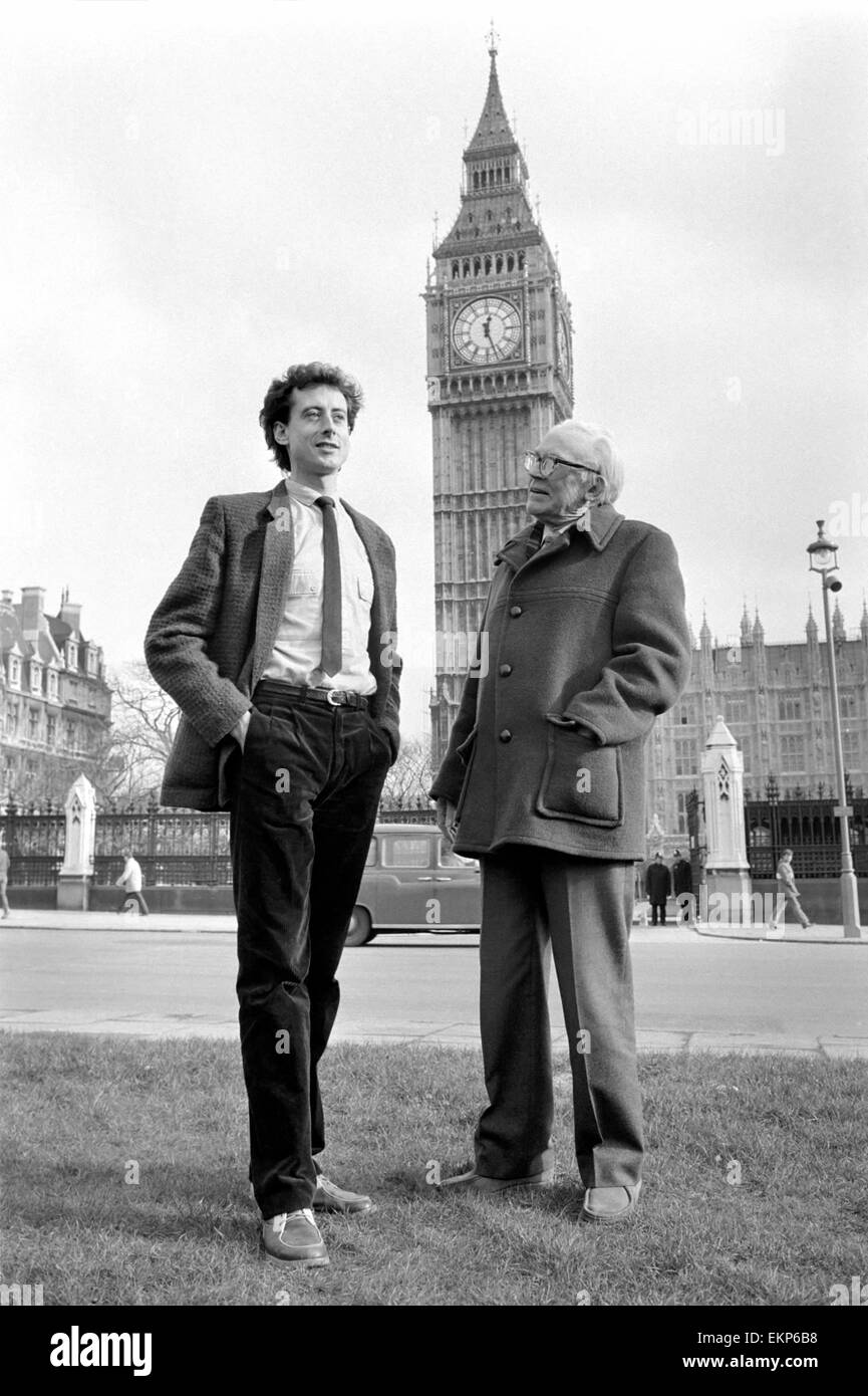 Michael Foot Labour Party leader seen here with Peter Tatchell the ...