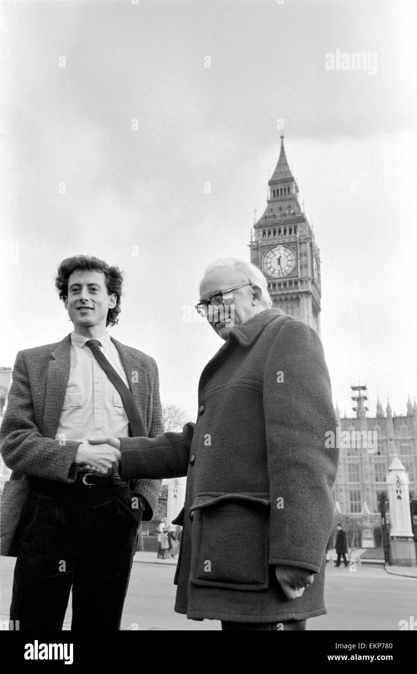Michael Foot Labour Party leader seen here with Peter Tatchell the ...