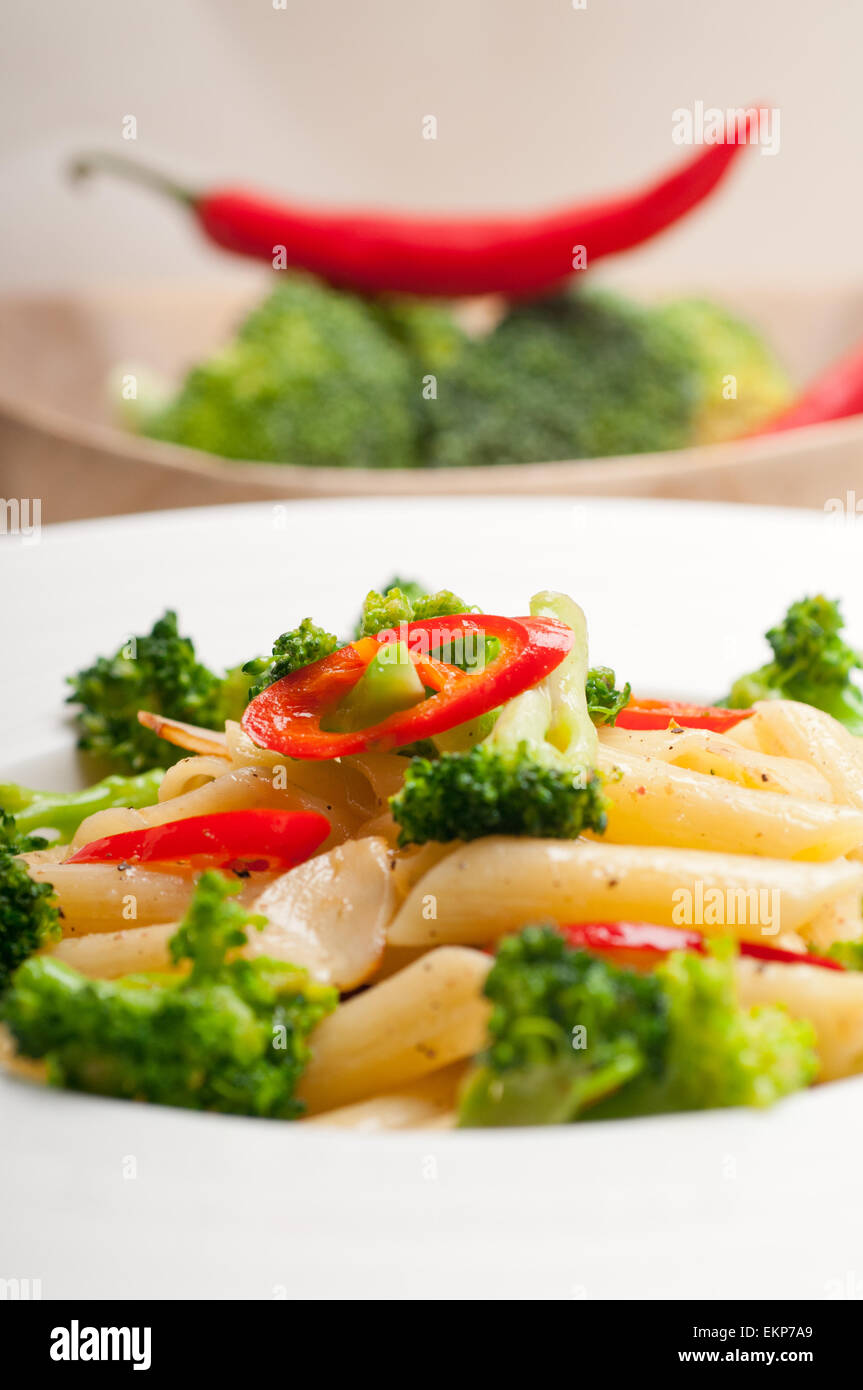 Italian penne pasta with broccoli and chili pepper Stock Photo - Alamy