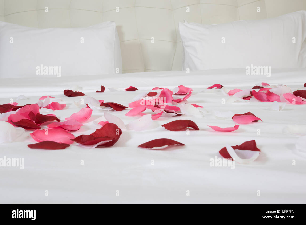 hotel room with big bed and red flowers Stock Photo - Alamy