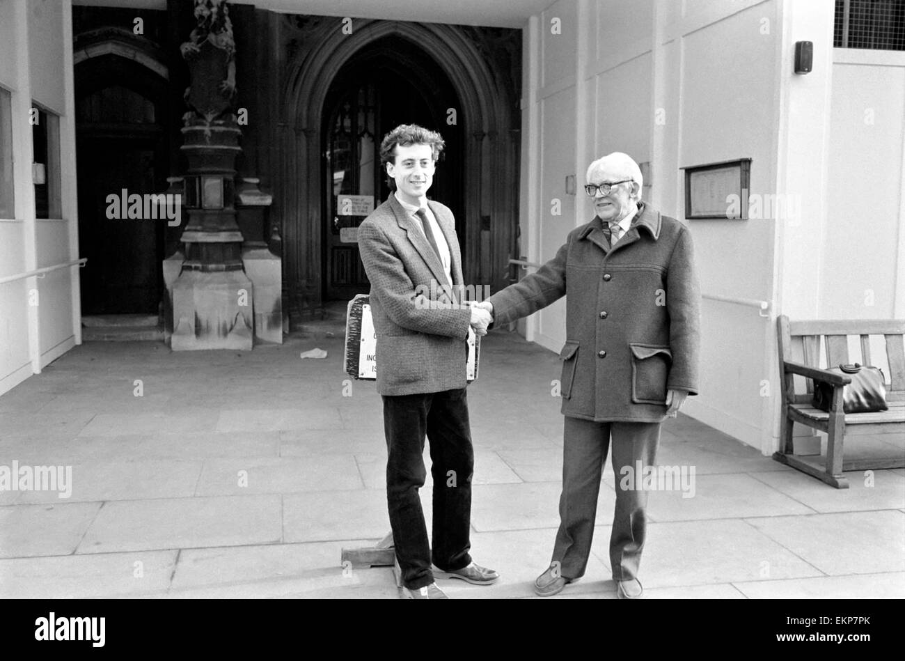 Michael Foot Labour Party leader seen here with Peter Tatchell the ...