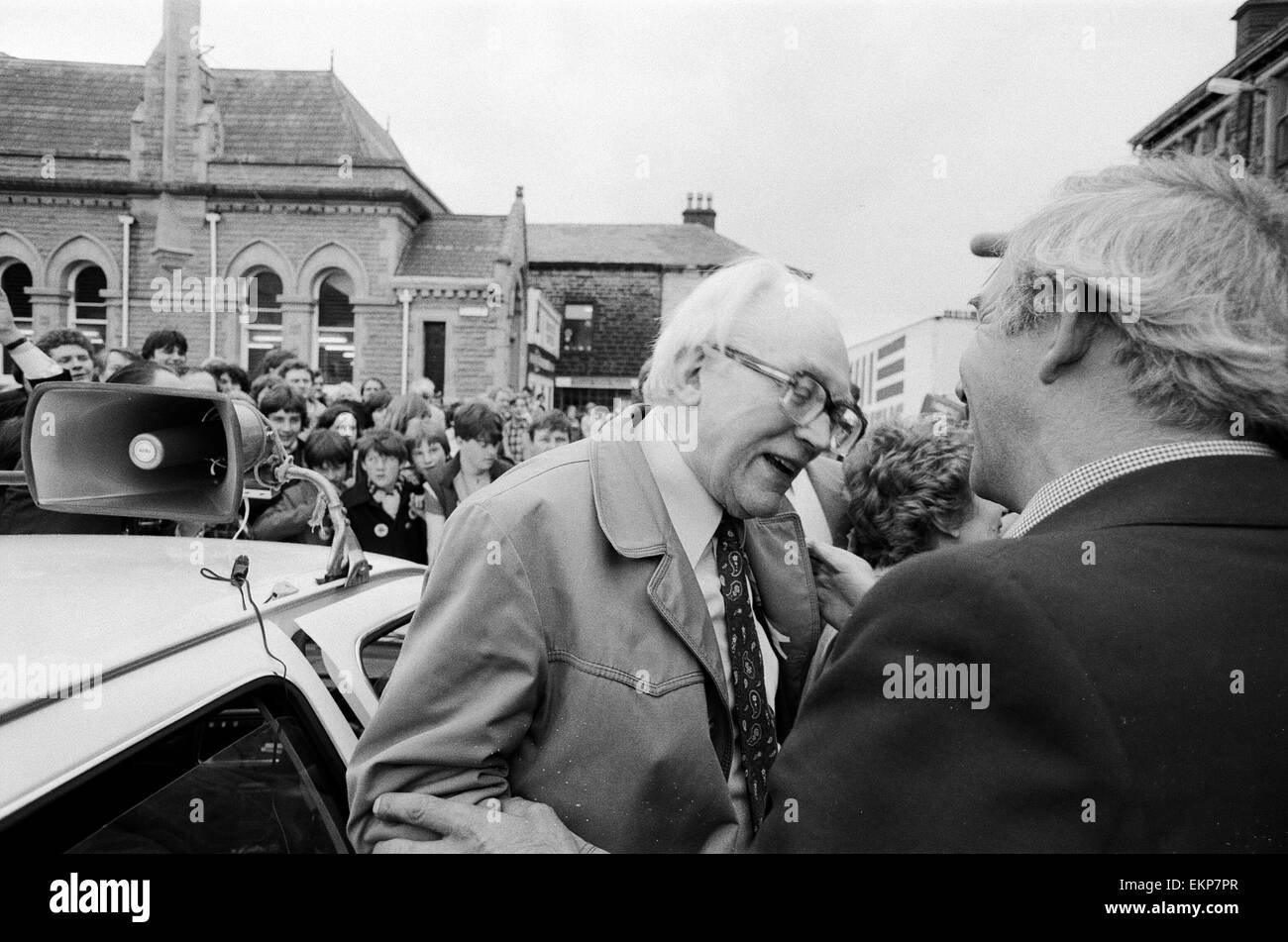 Labour leader Michael Foot on the election tour in Lancashire. 22nd May ...