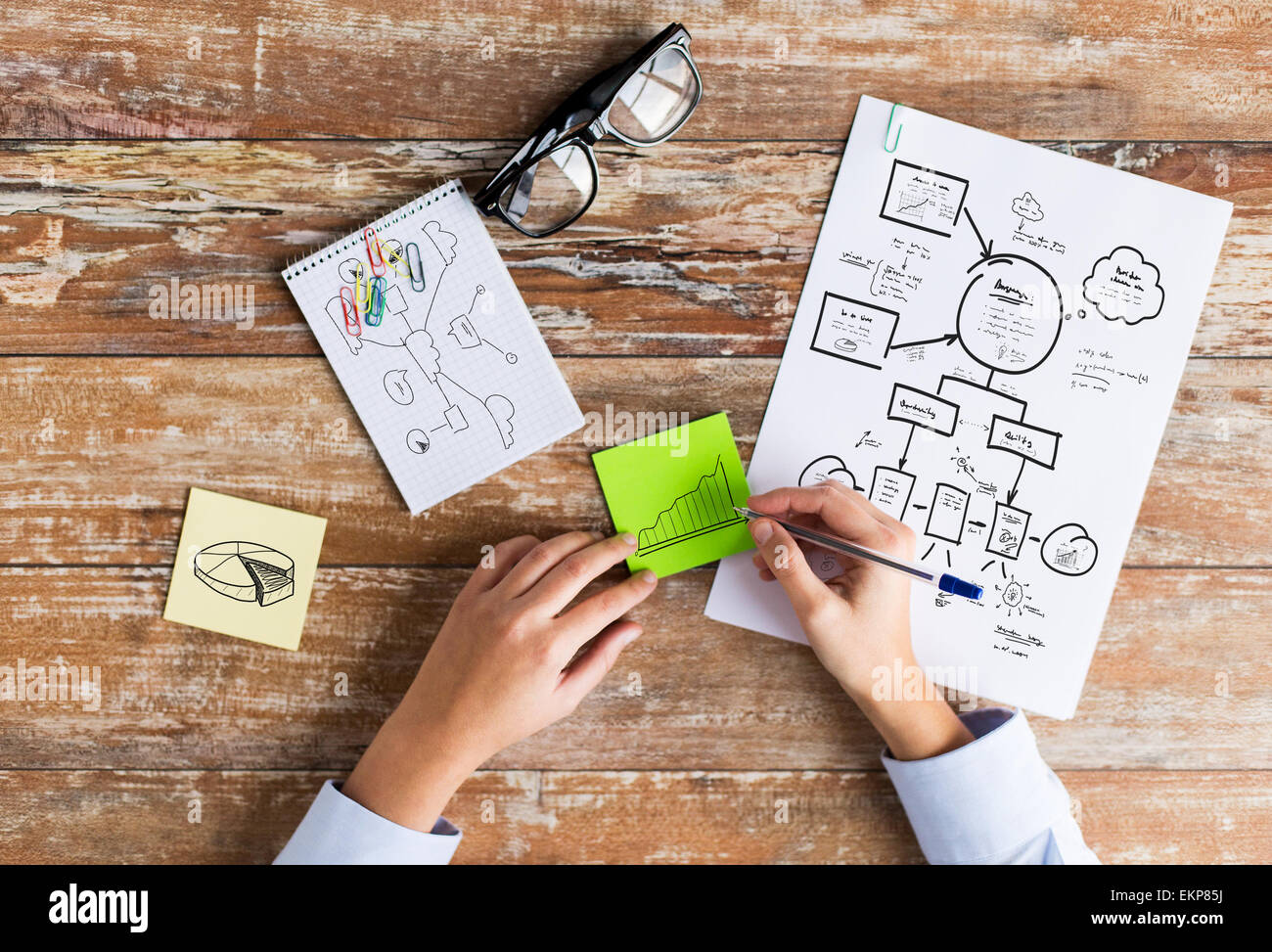 close up of hands drawing schemes on paper sheets Stock Photo - Alamy