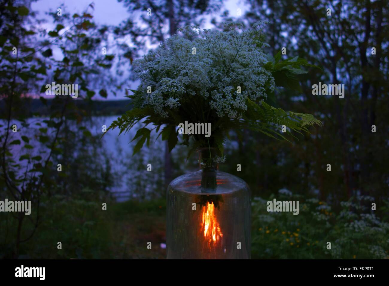 St. John's bonfire and flowers Stock Photo - Alamy