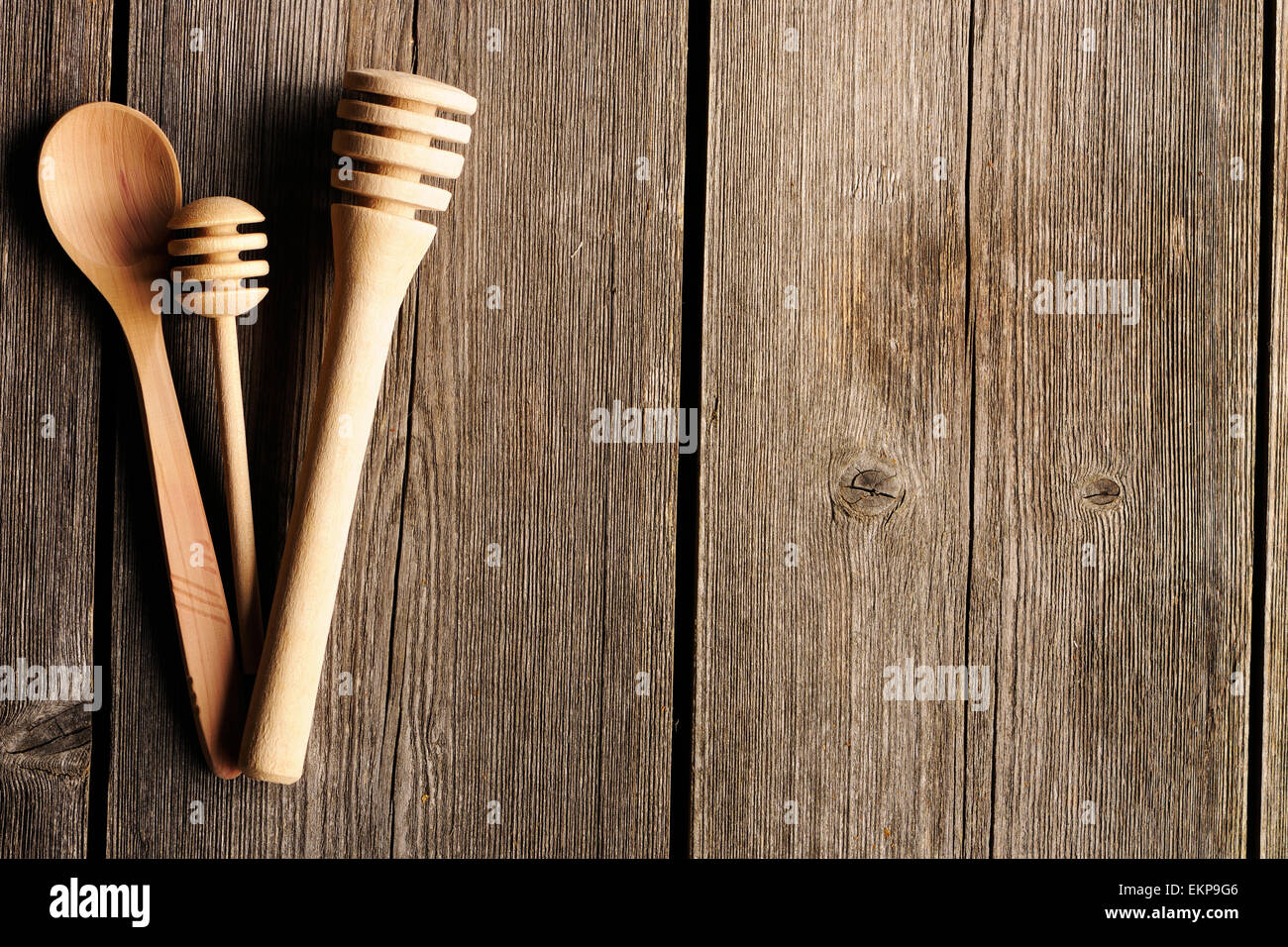 Wooden spoon and dippers Stock Photo - Alamy