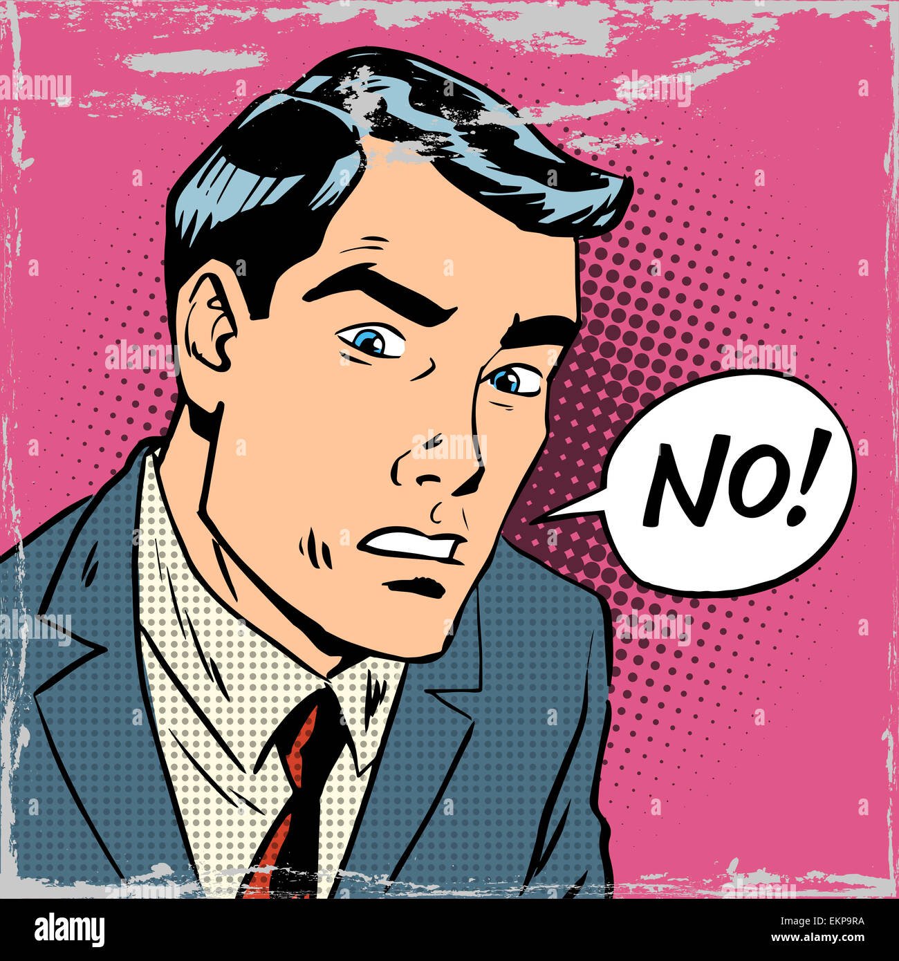man says no pop art comics retro style Halftone Stock Photo - Alamy