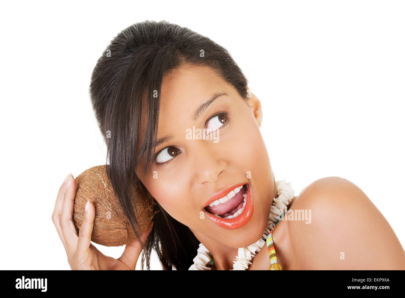 Woman holding fresh coconut hi-res stock photography and images - Alamy