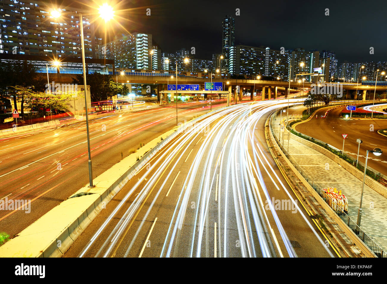 Highway with car light Stock Photo - Alamy