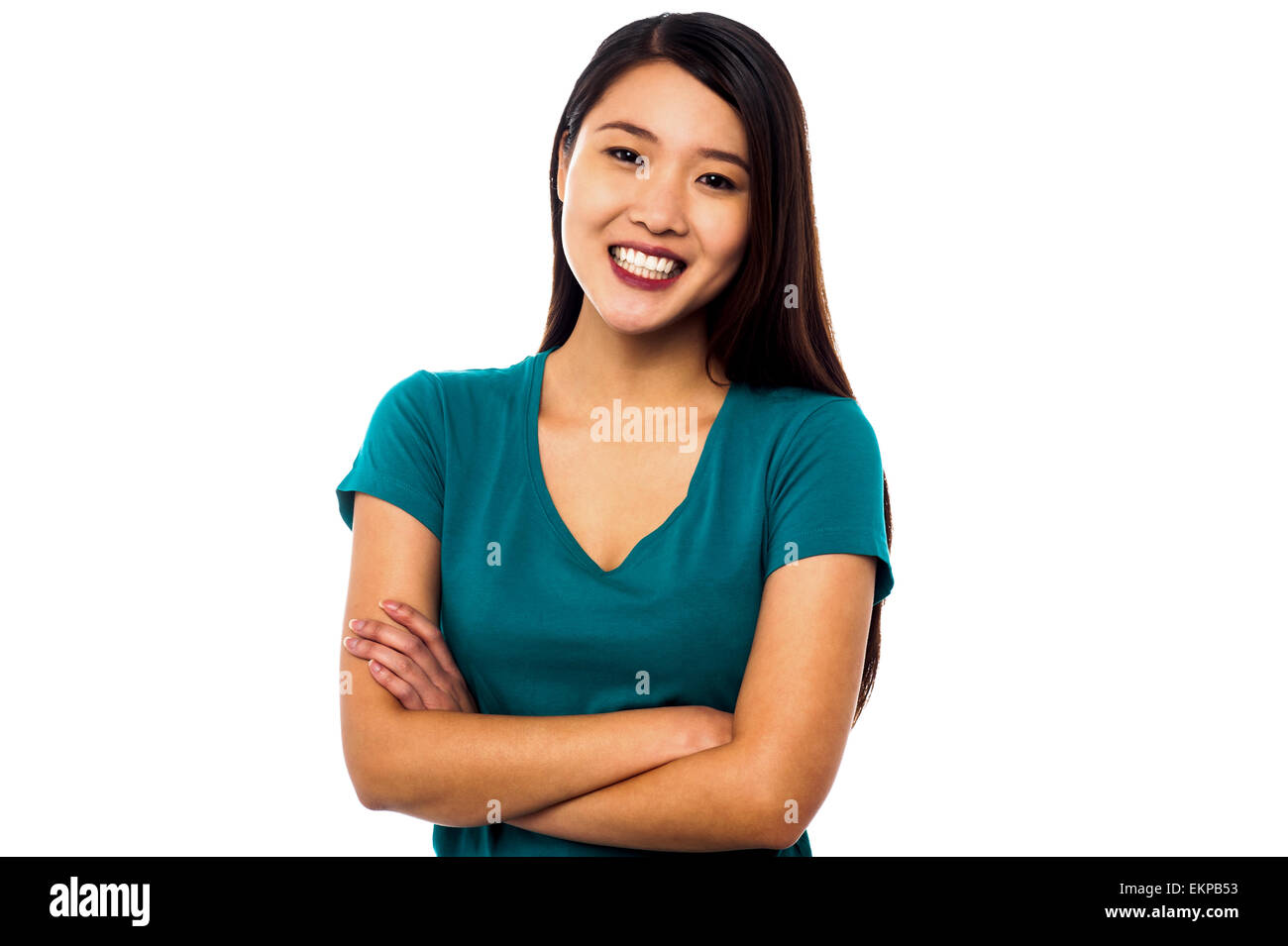 Young smiling chinese model posing casually Stock Photo - Alamy