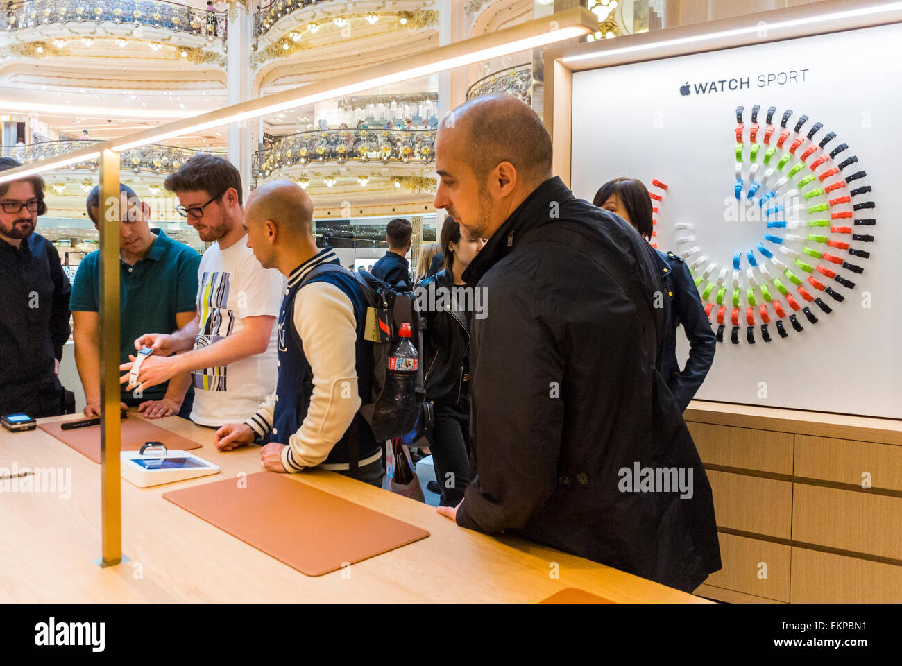 Paris, France. Clients in Apple Corp. Store Opens in French Department ...