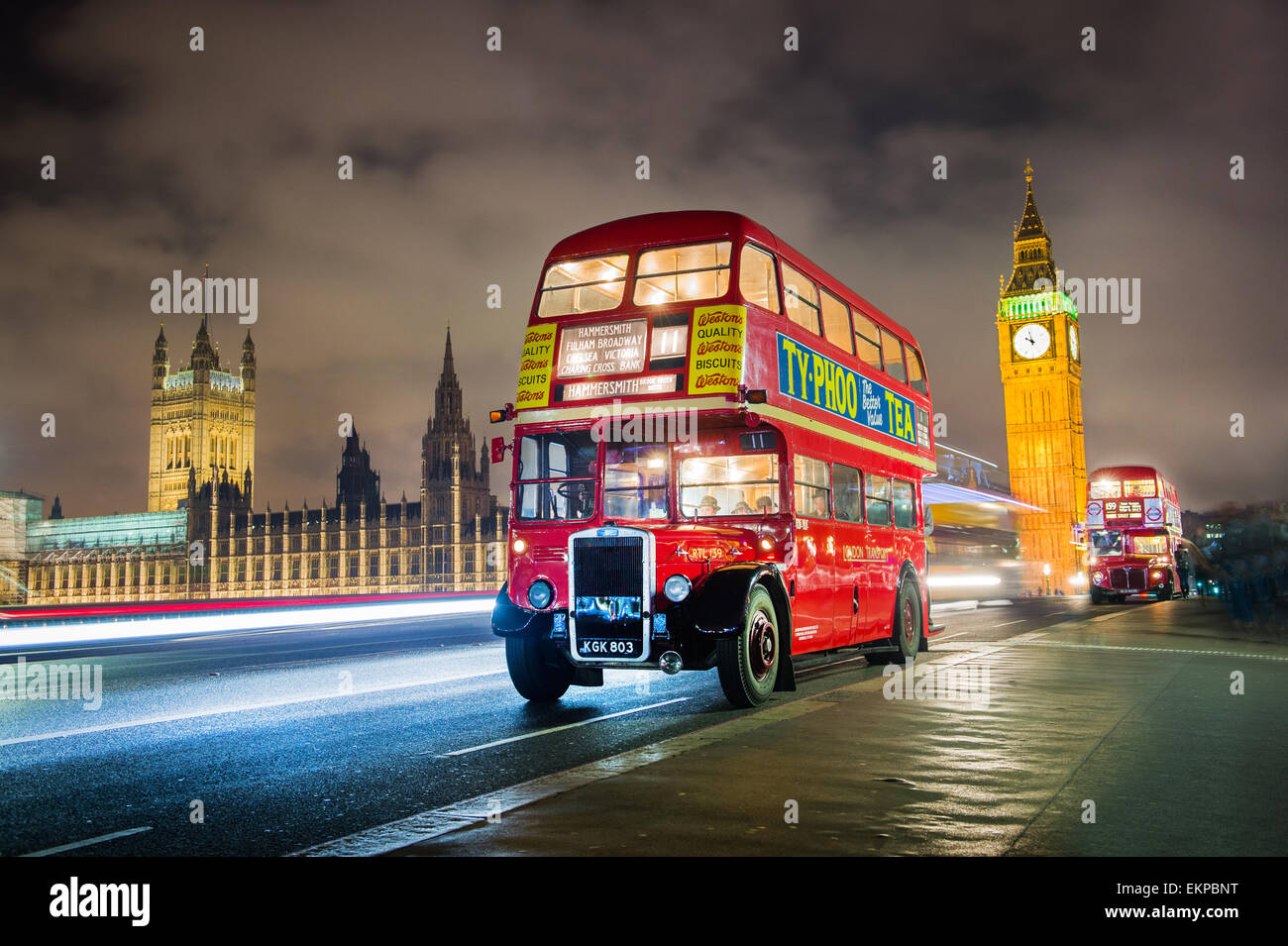 The iconic London RTL bus on Westminster Bridge Stock Photo - Alamy