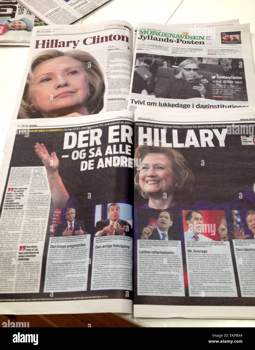 Copenhagen, Denmark. 13th April, 2015. Hillary Clinton's decision to ...