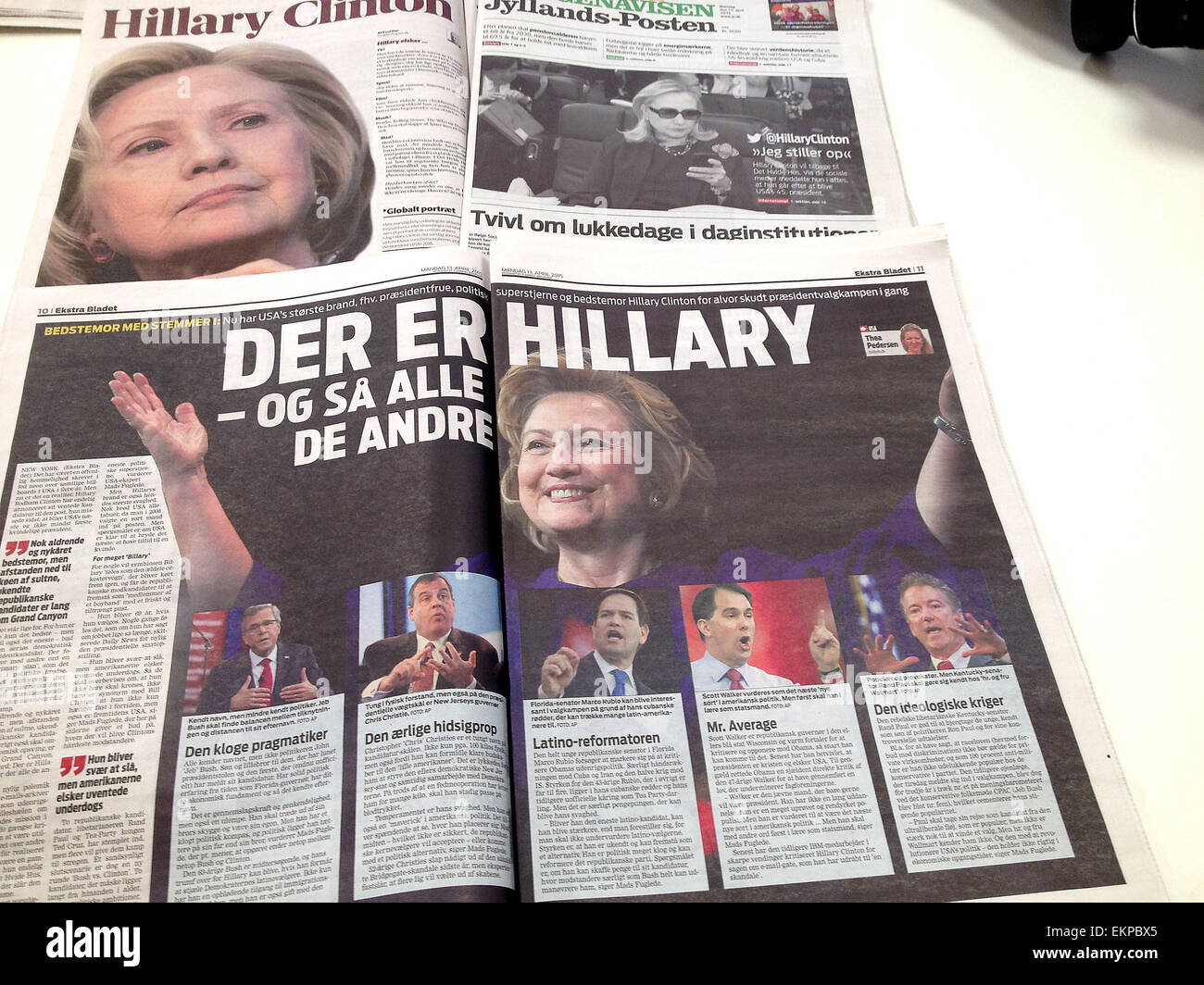 Copenhagen, Denmark. 13th April, 2015. Hillary Clinton's decision to ...