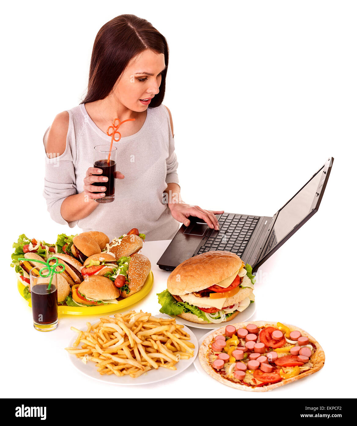 Woman girl working out Cut Out Stock Images & Pictures - Alamy