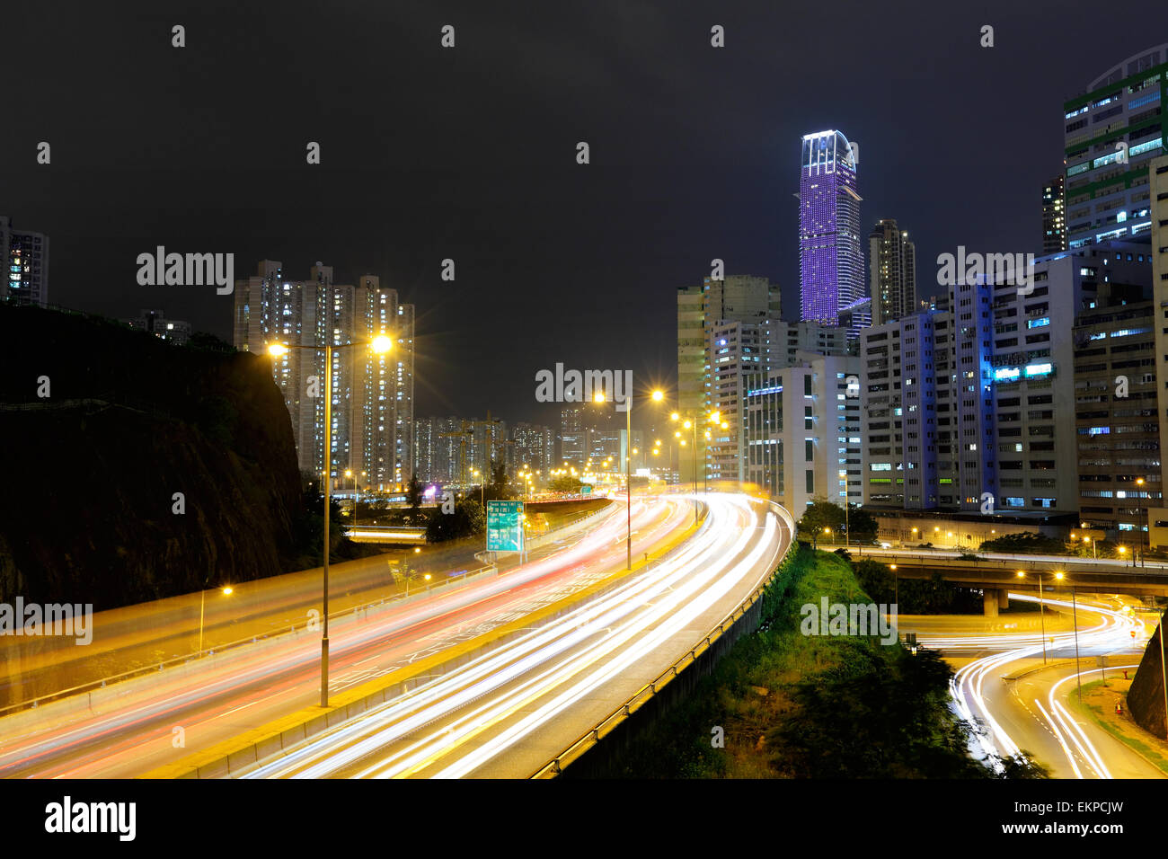 highway with car light Stock Photo - Alamy
