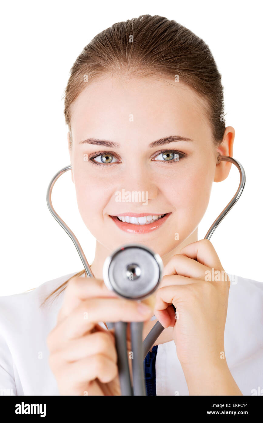 Female doctor with stethoscope Stock Photo - Alamy