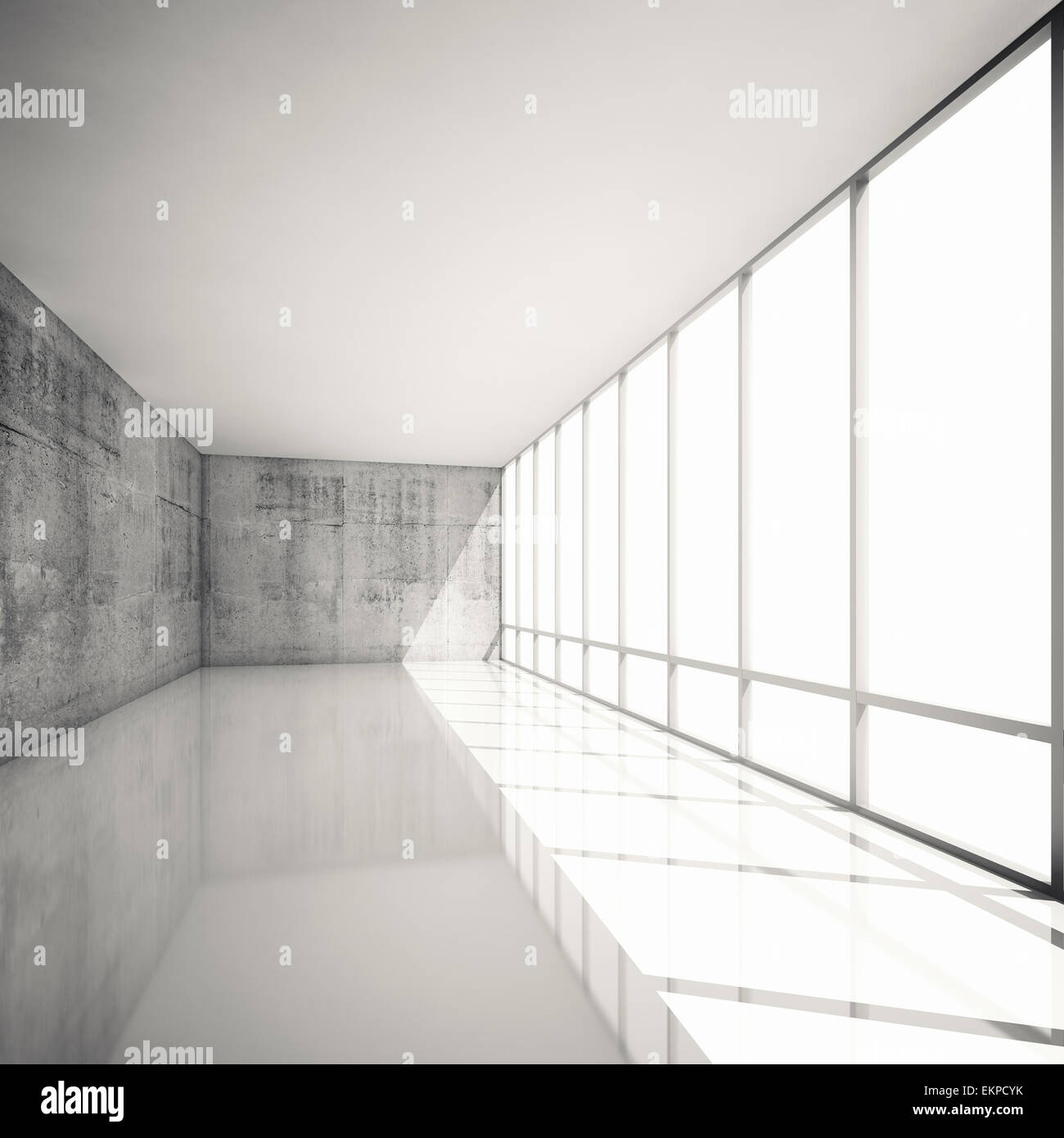 Abstract modern architecture background, empty white interior with ...