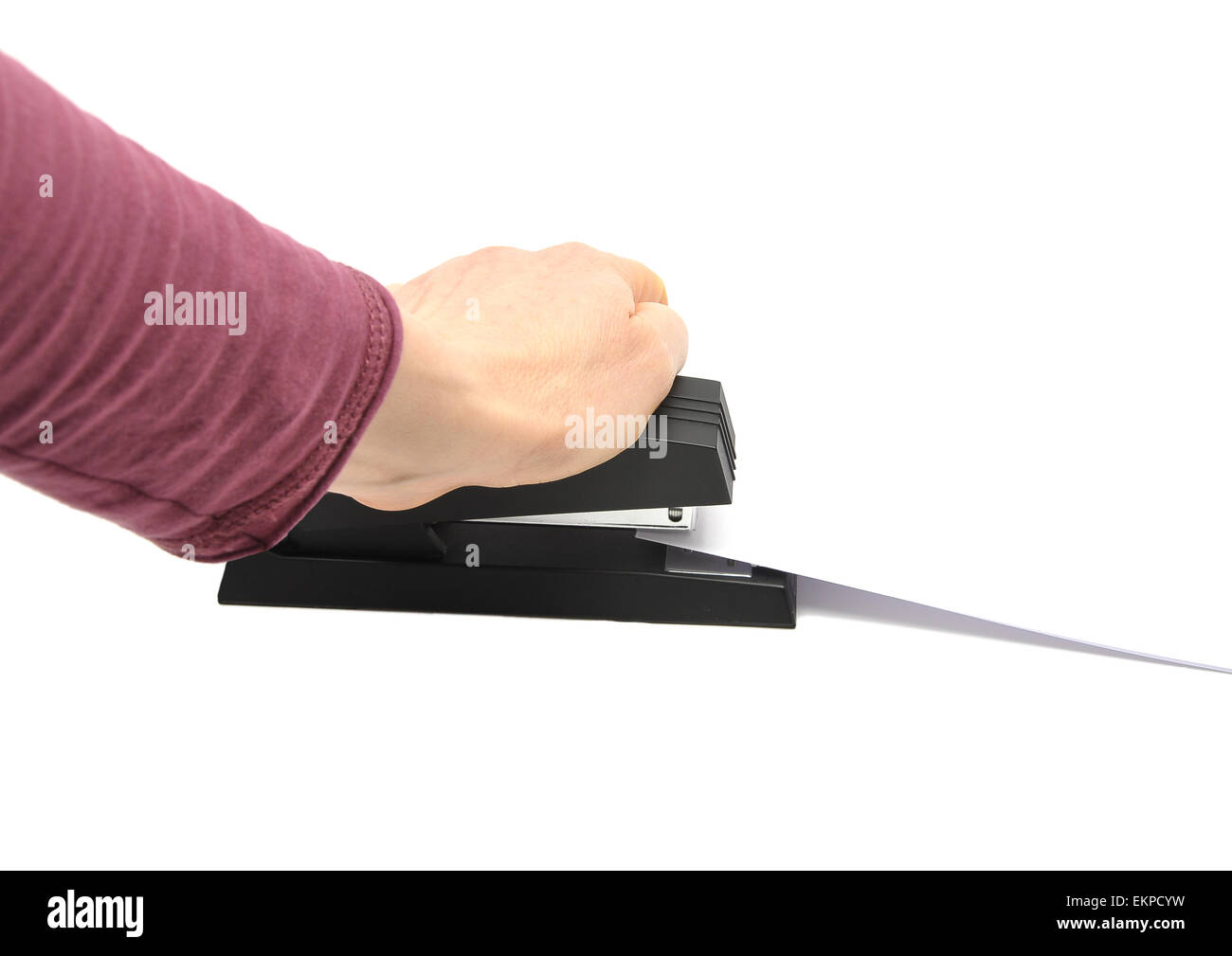 Stapler with sheet of paper Stock Photo - Alamy